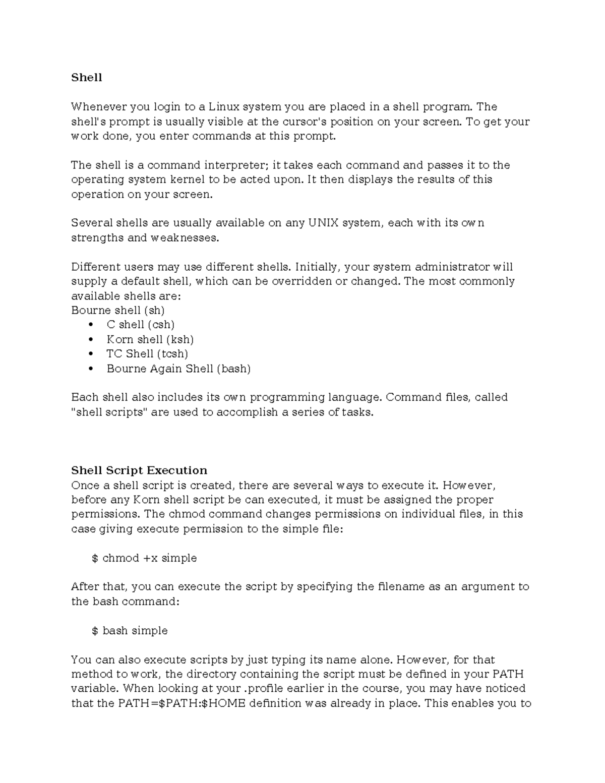 Unixshellscripting Shell Whenever You Login To A Linux System You Are Placed In A Shell
