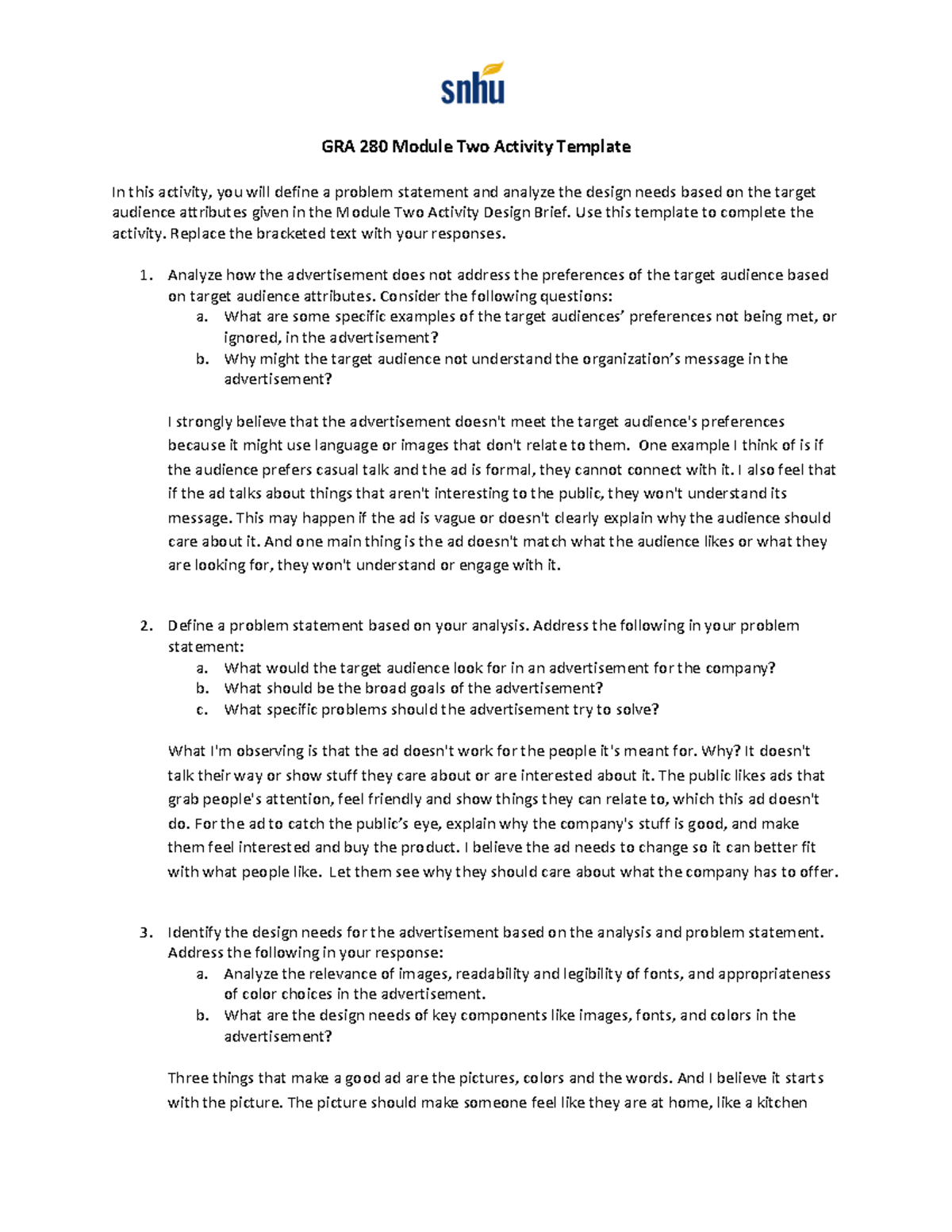 GRA 280 Module Two Activity Template (2) second week - GRA 280 Module ...