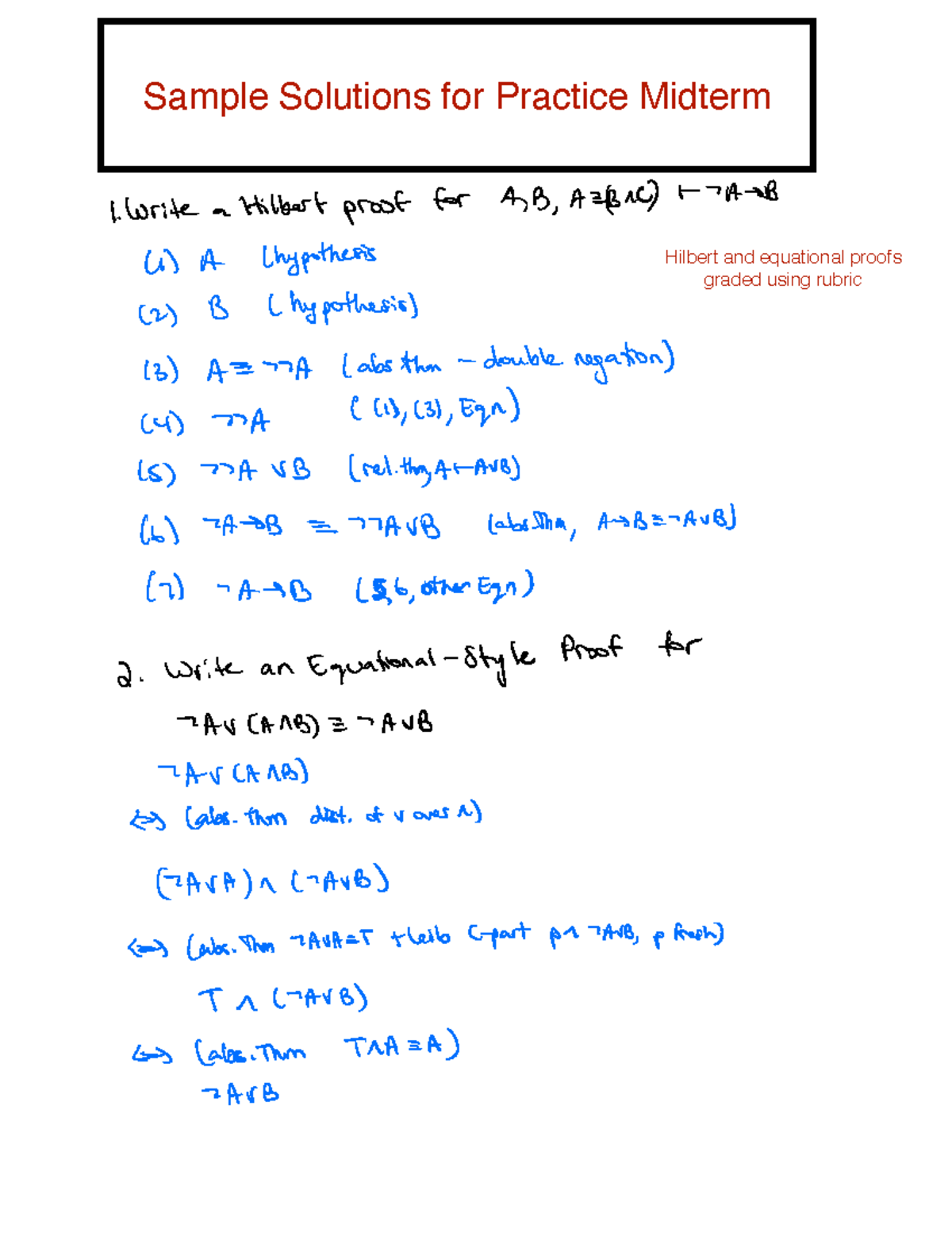 Practice Midterm Sample Solutions - Make up Quiz 2 Solutions 1 Write a ...