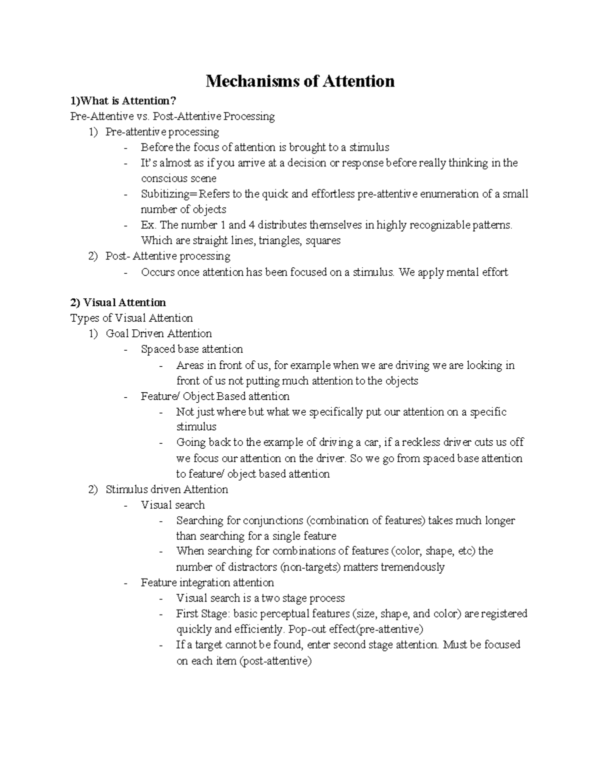 Psychology 253 Module 3 - Mechanisms of Attention 1)What is Attention ...