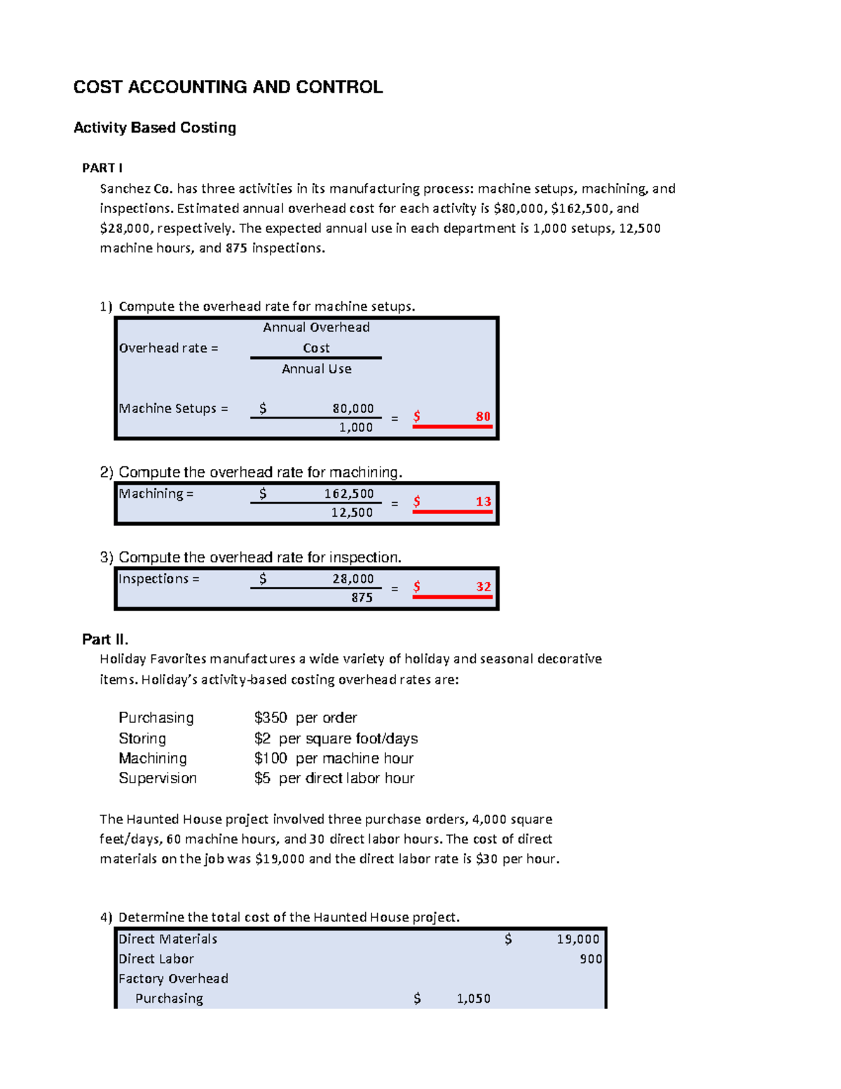 Activity Based Costing - COST ACCOUNTING AND CONTROL Activity Based ...