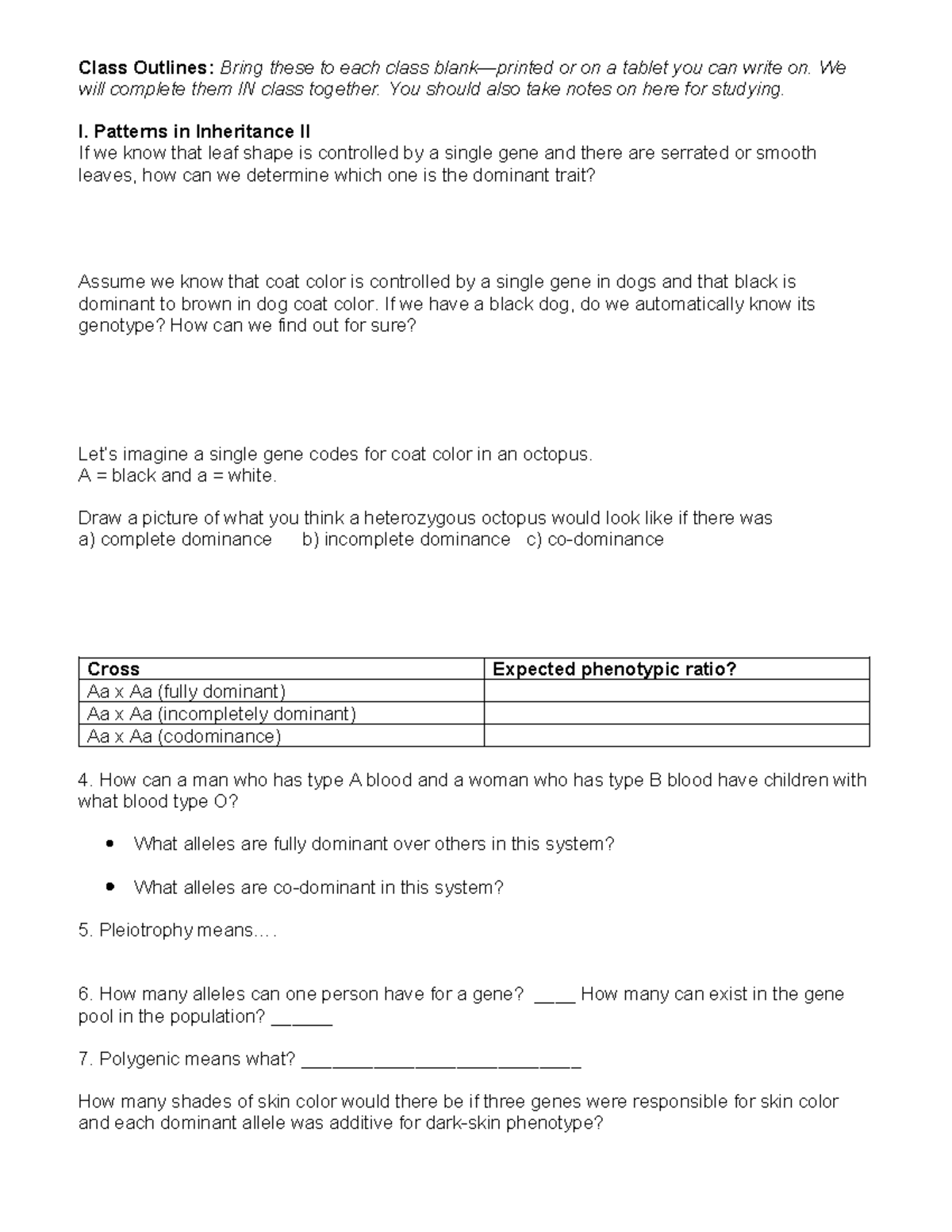 Lesson 12 Class Outline Patterns In Inheritance Part 2 Class Outlines Bring These To Each