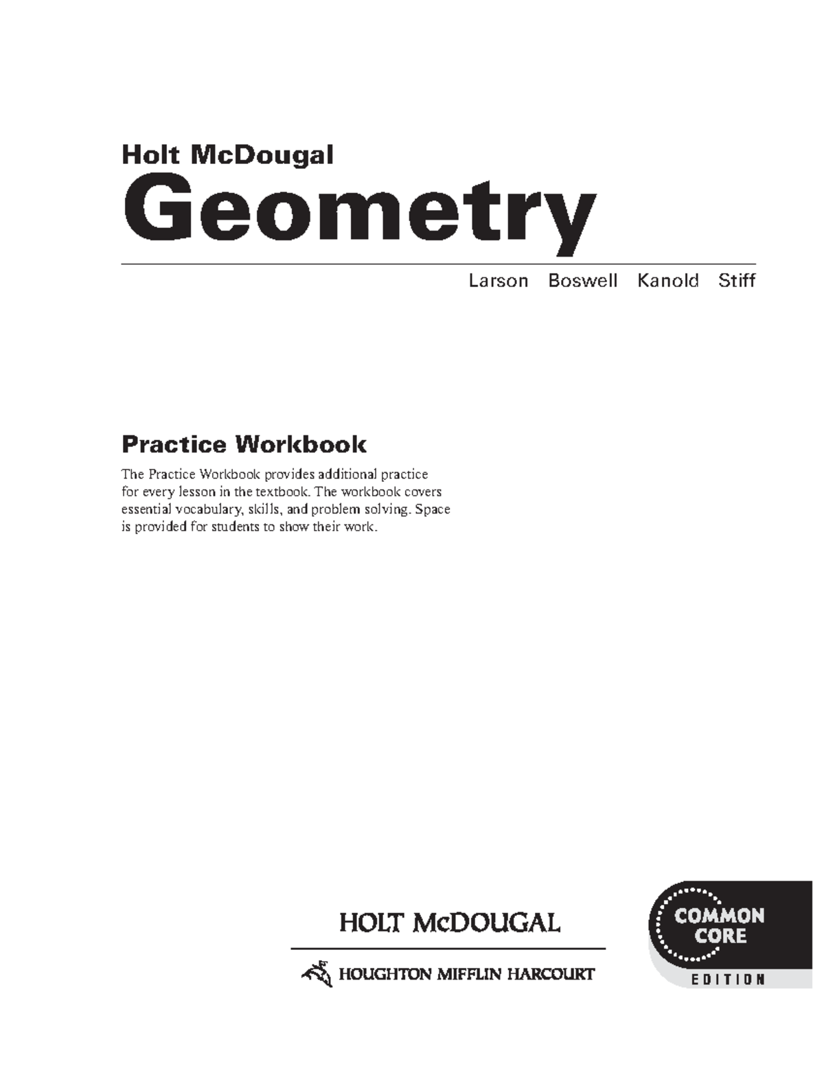 HOLT Mc Dougal Geometry - E D I T I O N Practice Workbook The Practice ...