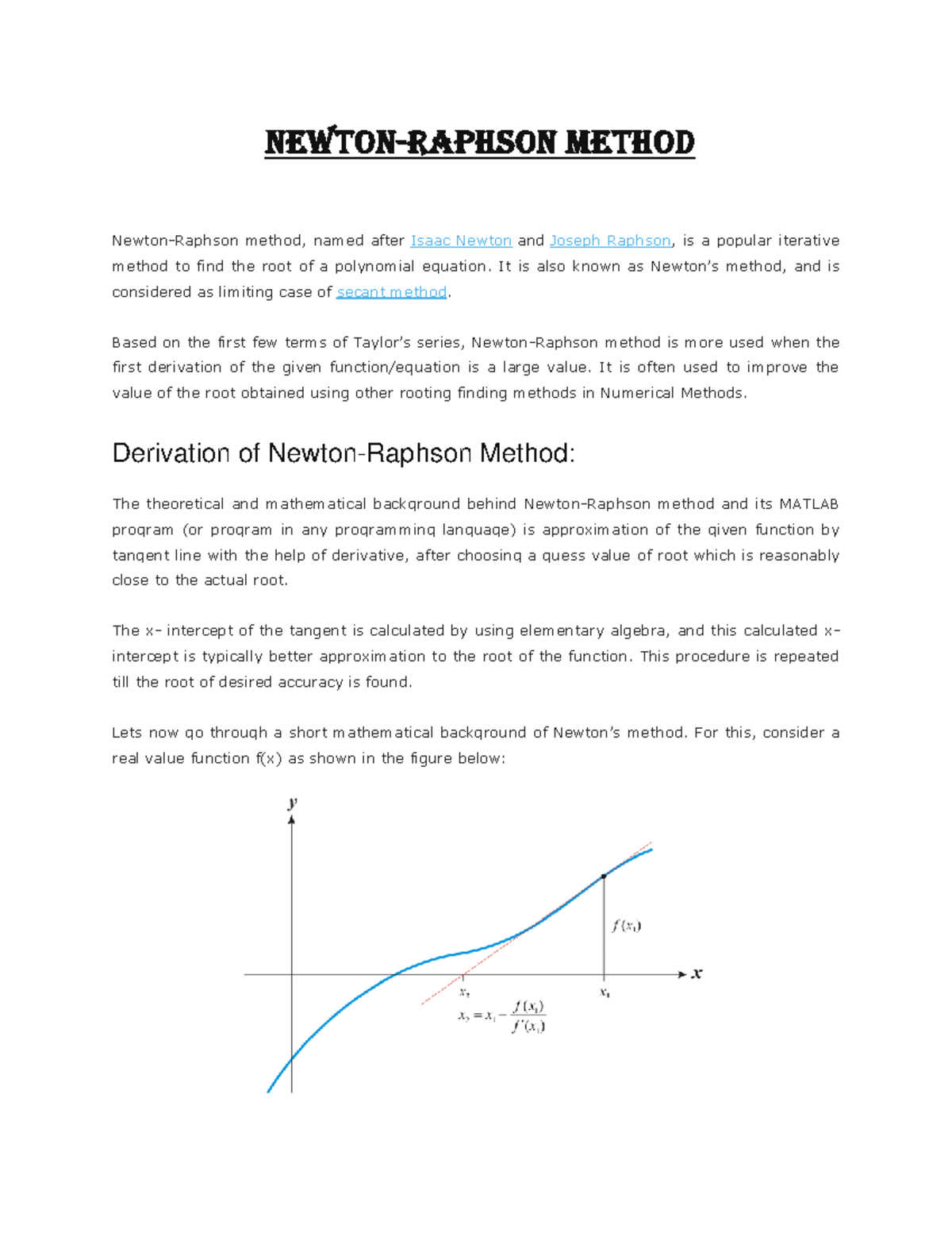 Newton Raphson Method Newton Raphson Method Newton Raphson Method