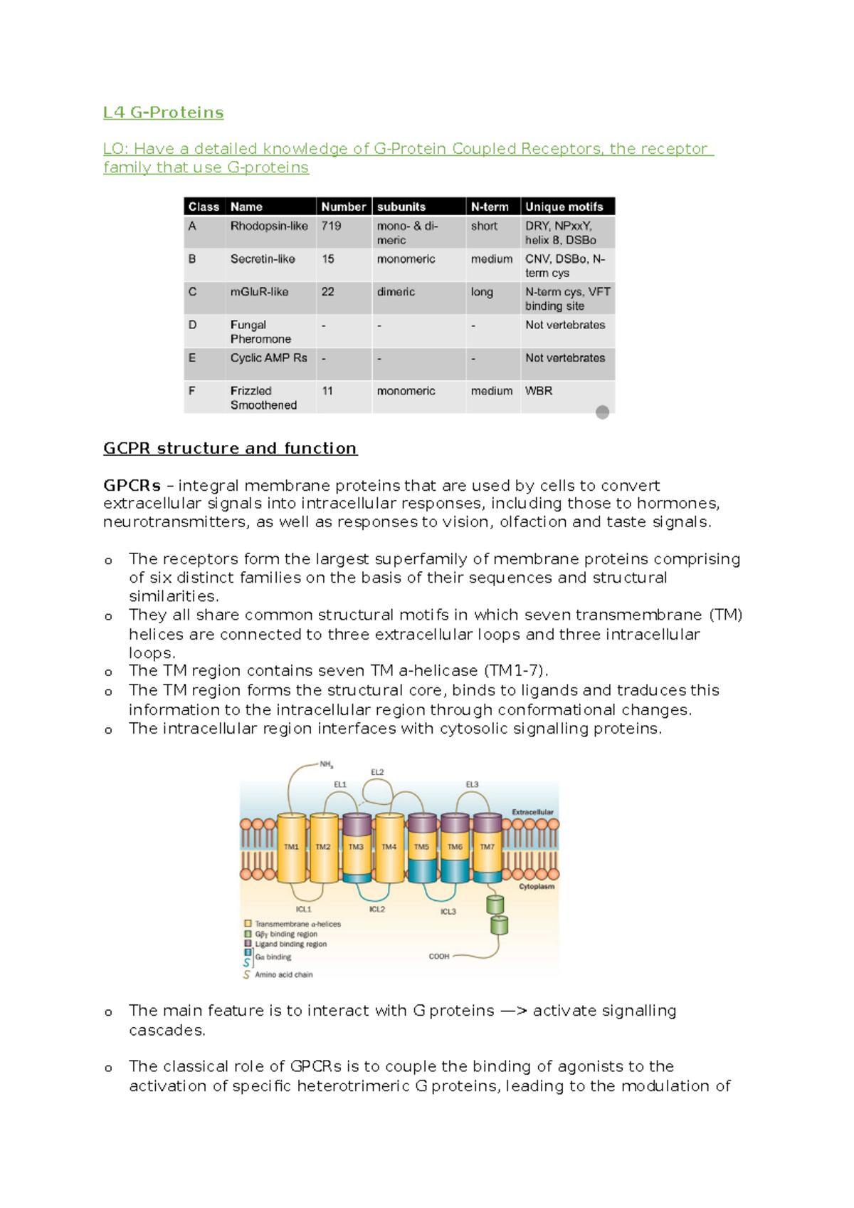 L4 G proteins - L4 G-Proteins LO: Have a detailed knowledge of G ...