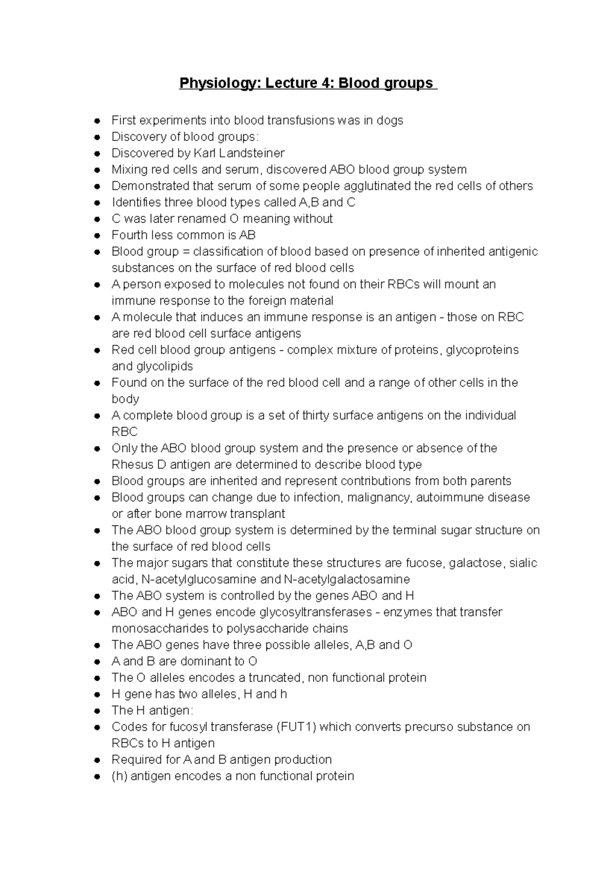 Physiology Lecture 4 Blood groups - Physiology: Lecture 4: Blood groups ...