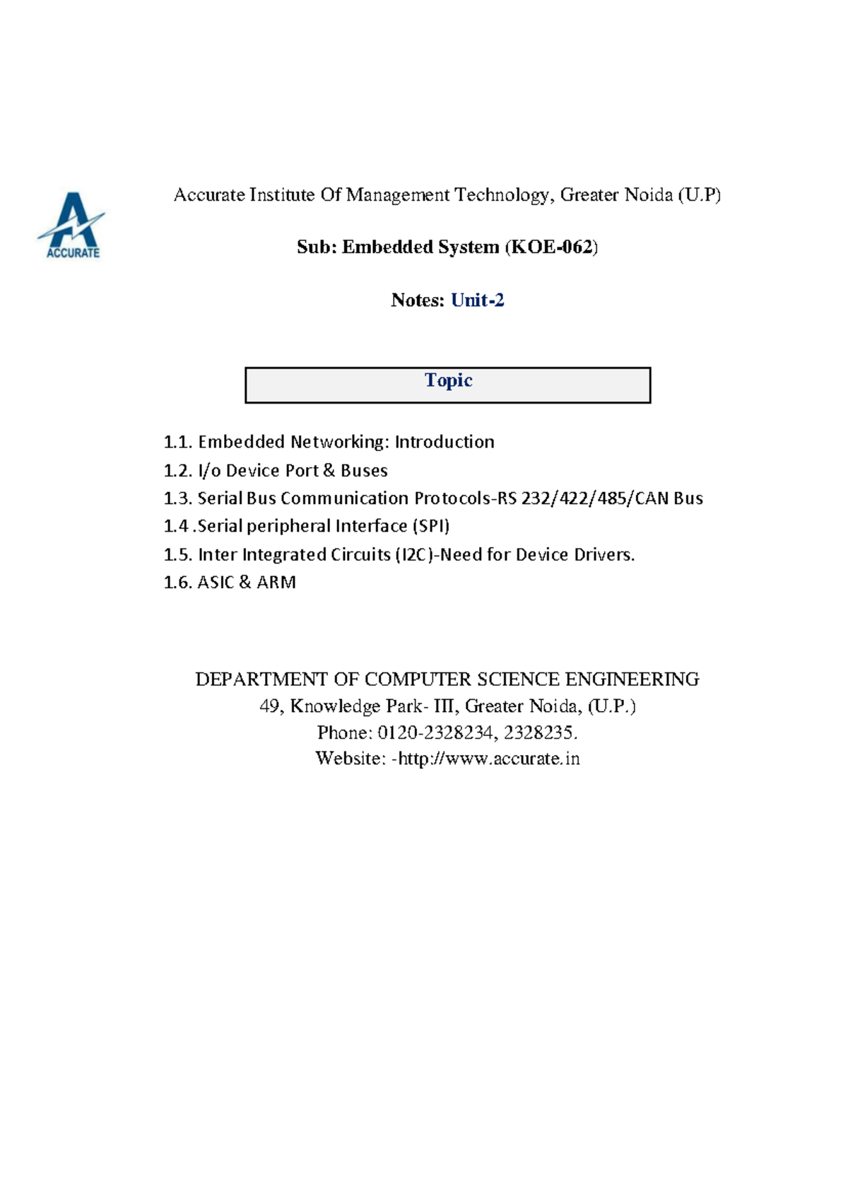 Embedded System-Notes-Unit-2 - Accurate Institute Of Management ...
