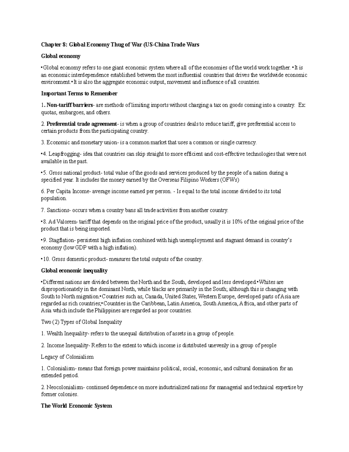 Chapter 8 and 9 - Lecture notes 2 - Contemporary World - DHVSU - Studocu