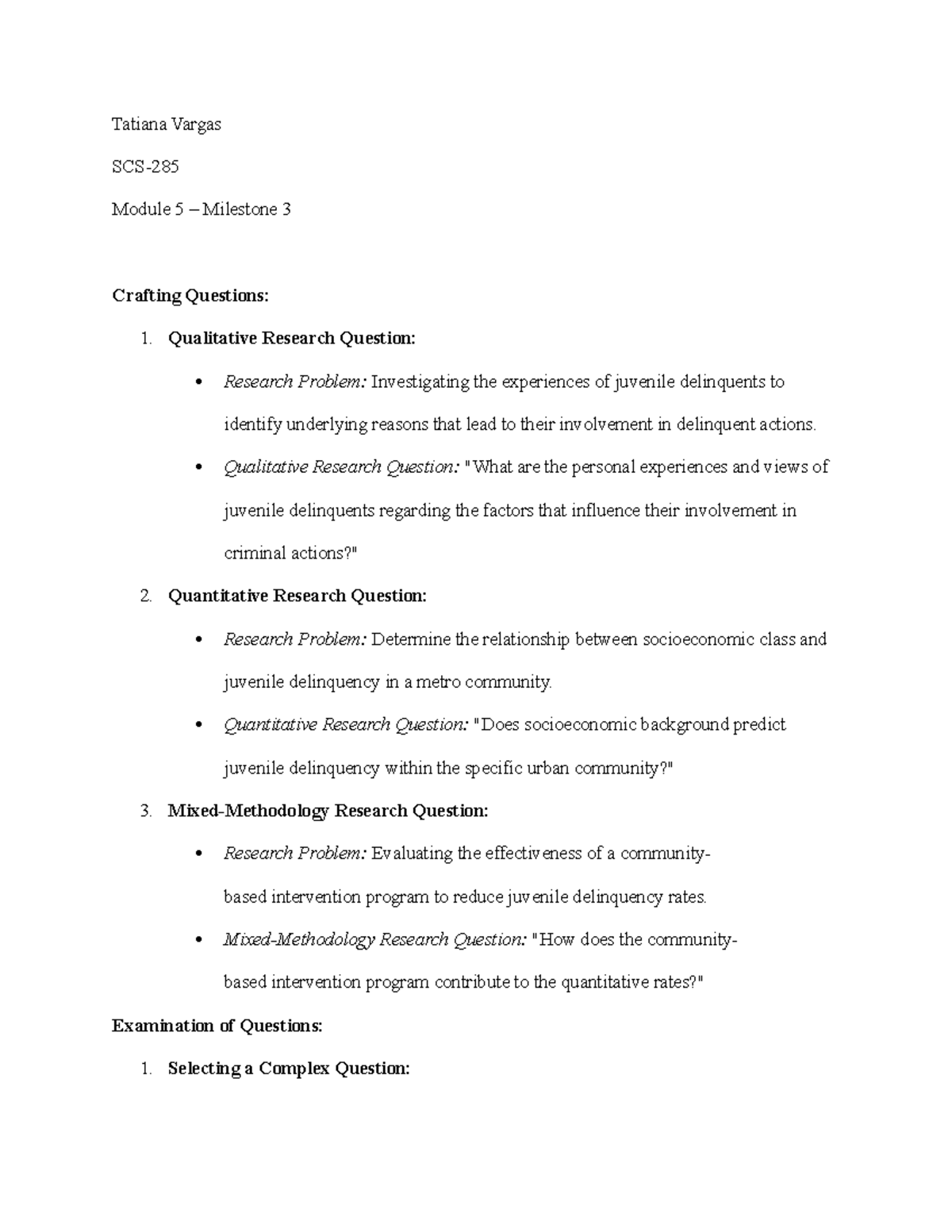 SCS285 Milestone 3 - Tatiana Vargas SCS- Module 5 – Milestone 3 ...