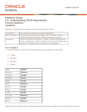 DD 8 3 Practice - Database Design 8-3: Modeling Change: Price Practice Activities Objectives ...