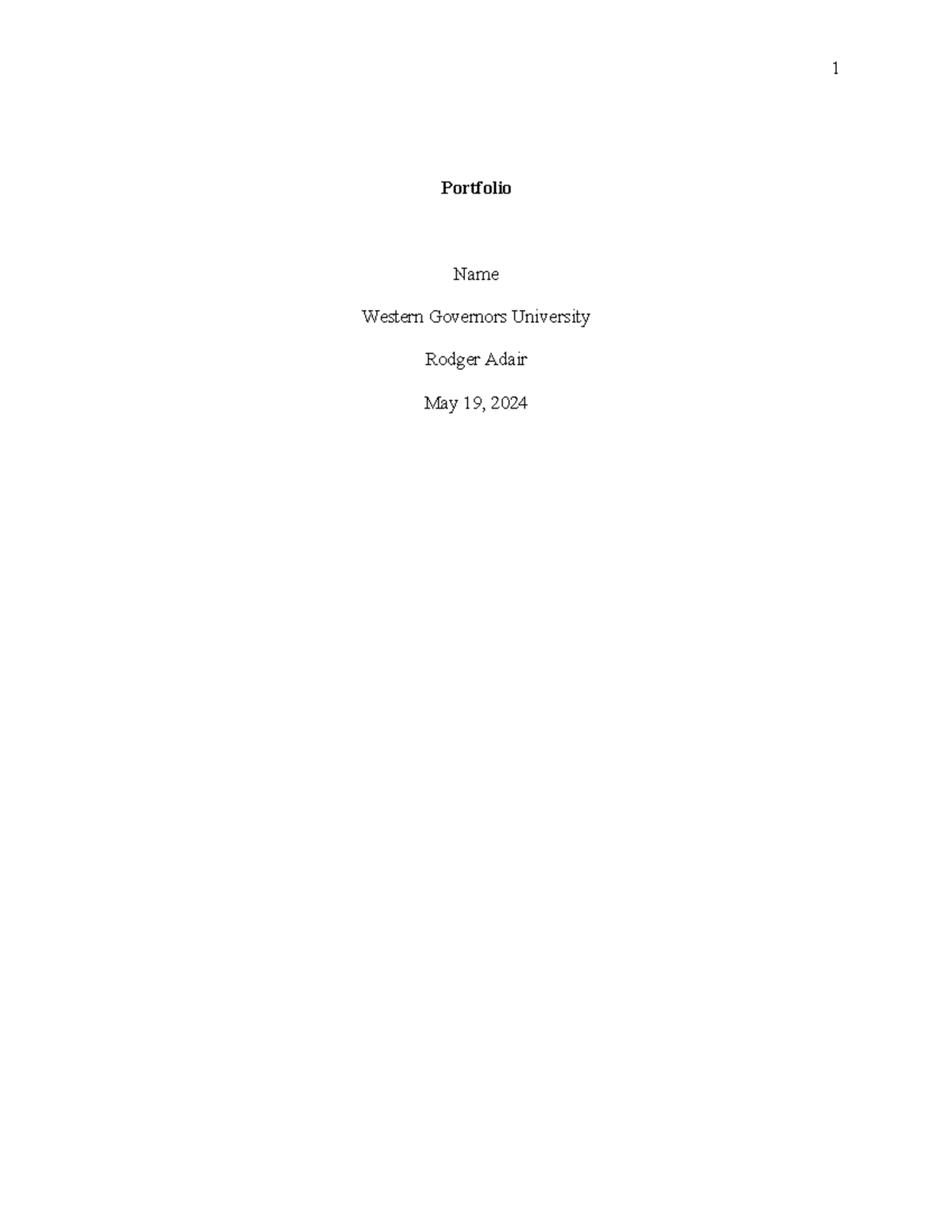 Portfolio - passed on the first try. - Portfolio Name Western Governors ...