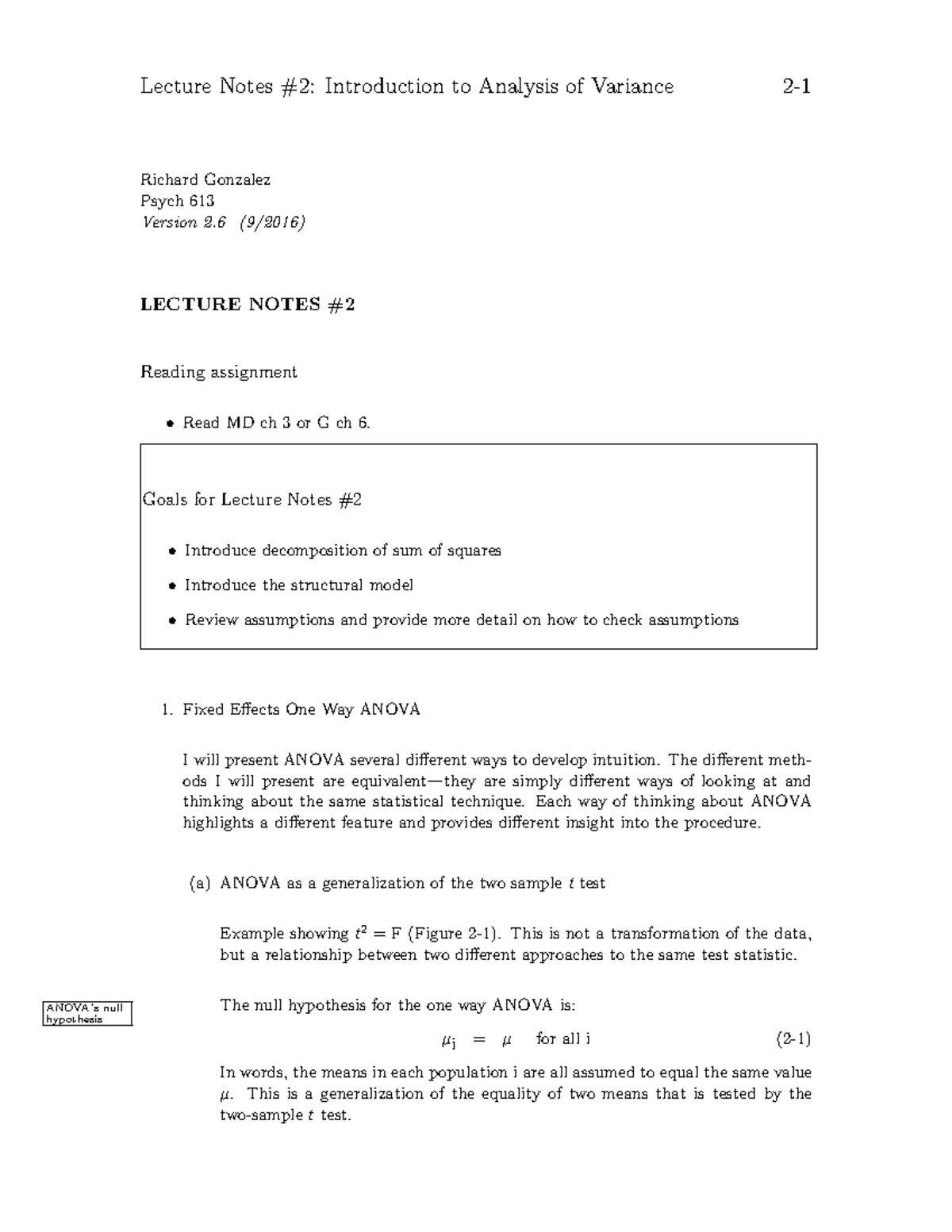 Introduction to Analysis of Variance - Richard Gonzalez Psych 613 ...