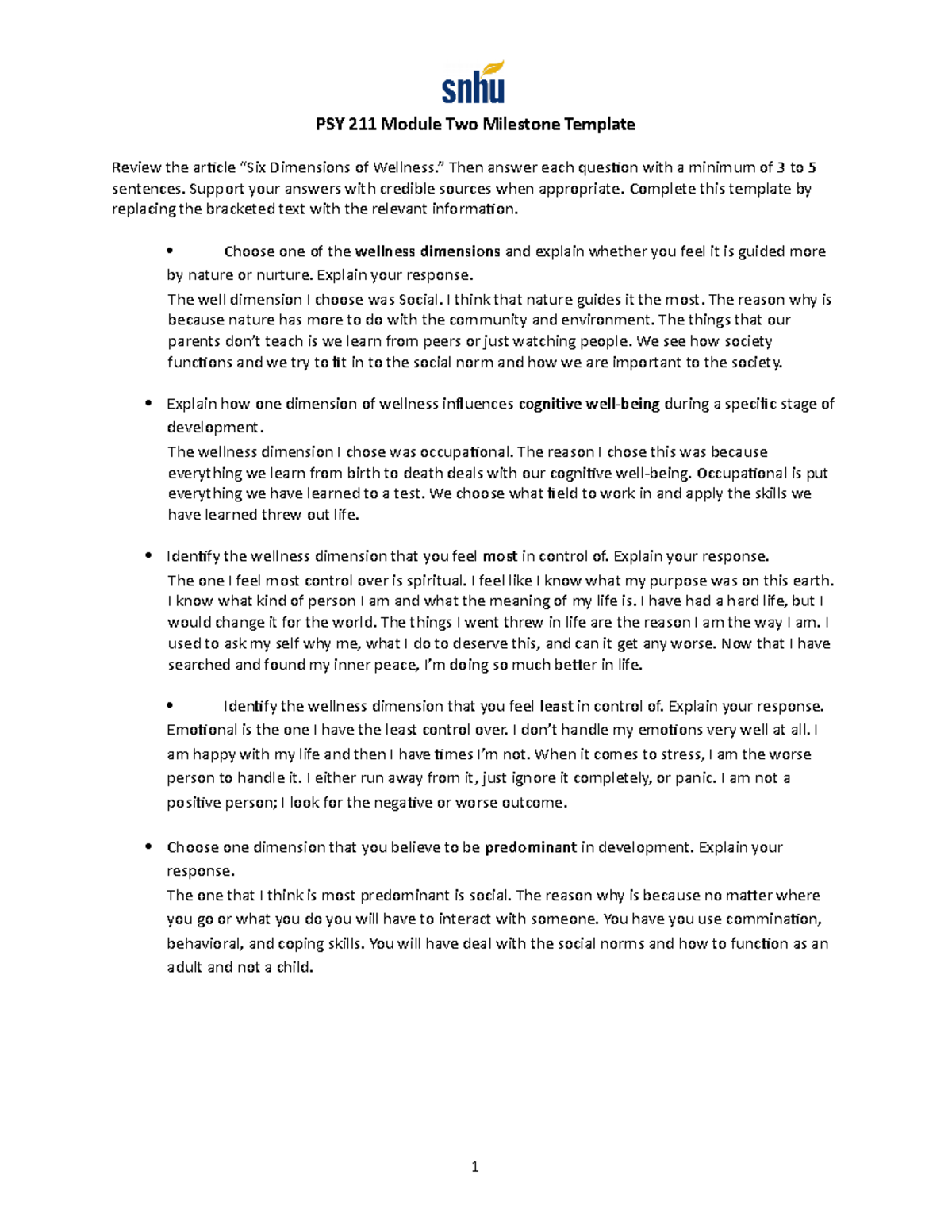 Ls Module Two - ass for mod 2 - PSY 211 Module Two Milestone Template ...