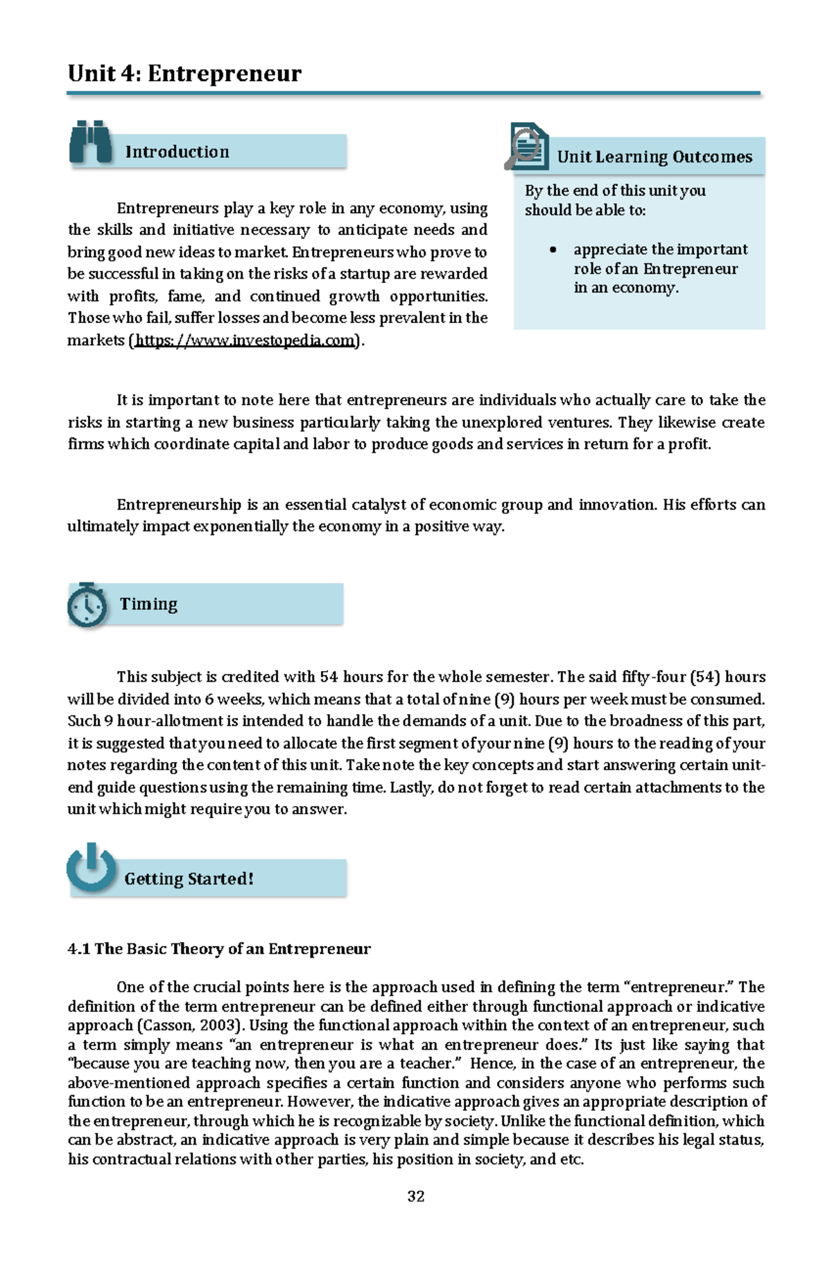 SSPhilo - UNIT 4 - Unit 4: Entrepreneur Entrepreneurs play a key role ...