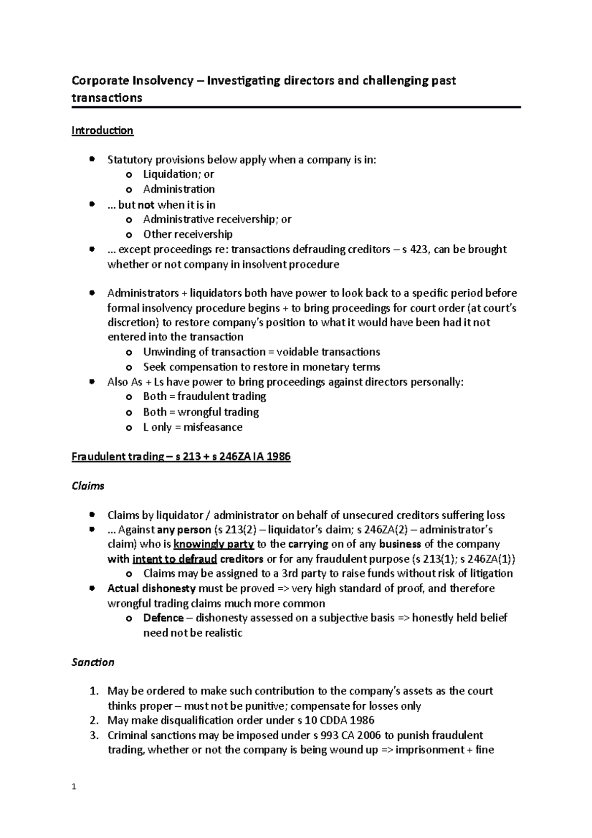14 Corporate Insolvency - .. but not when it is in o Administrative ...