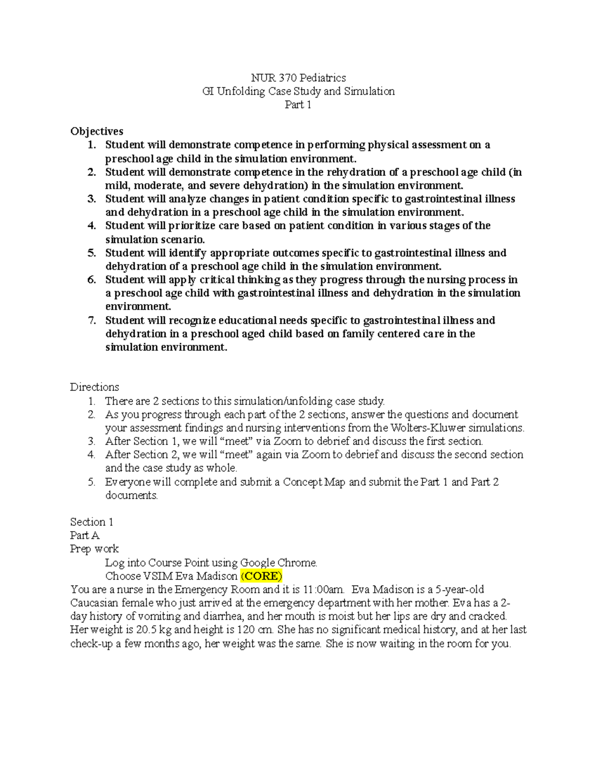 NUR 370 GI Unfolding Case Study Part1 - NUR 370 Pediatrics GI Unfolding ...