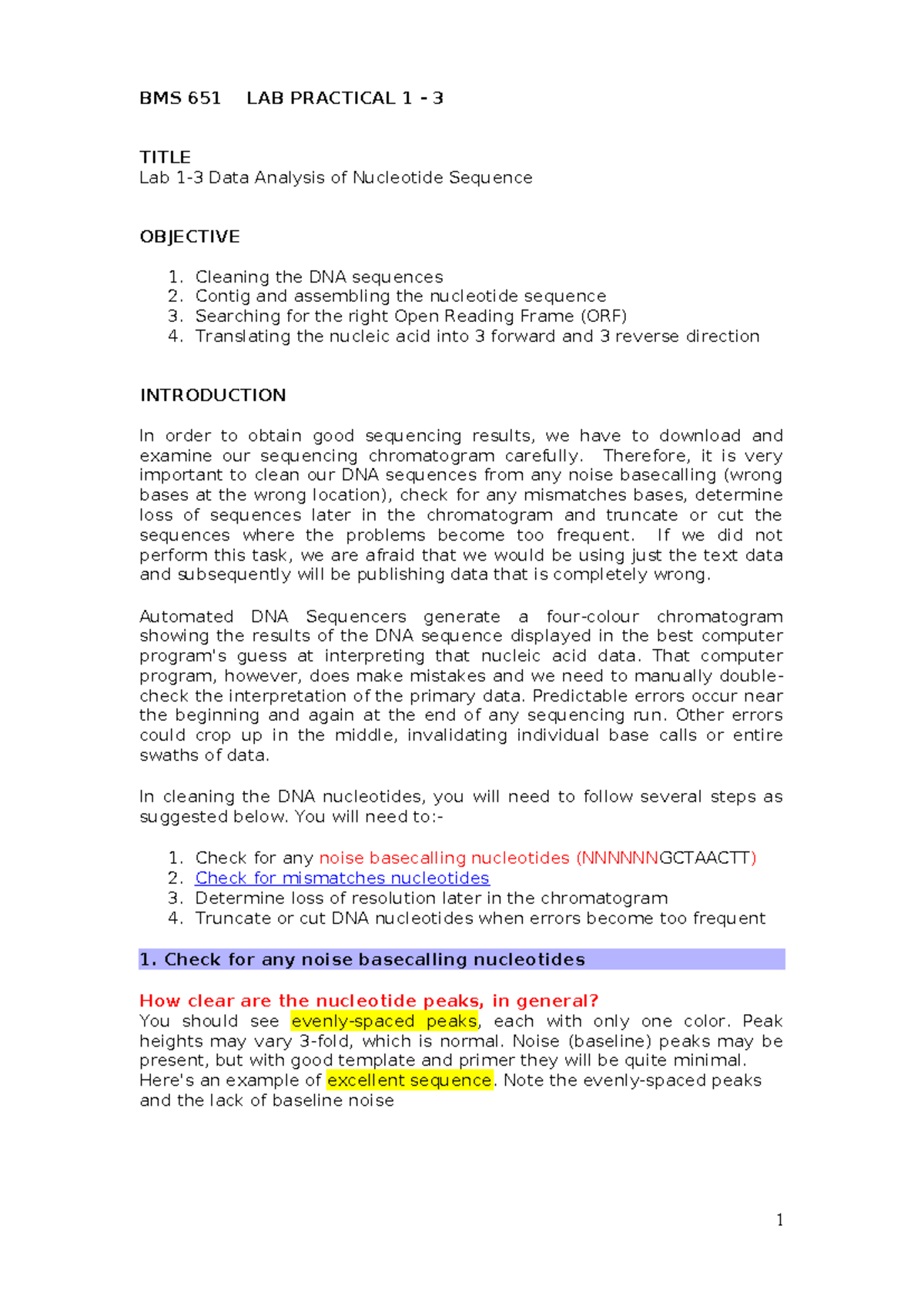 BMS 551 Practicalmanual updated 26 OCT 2022 - BMS 651 LAB PRACTICAL 1 - 3 TITLE Lab 1-3 Data ...