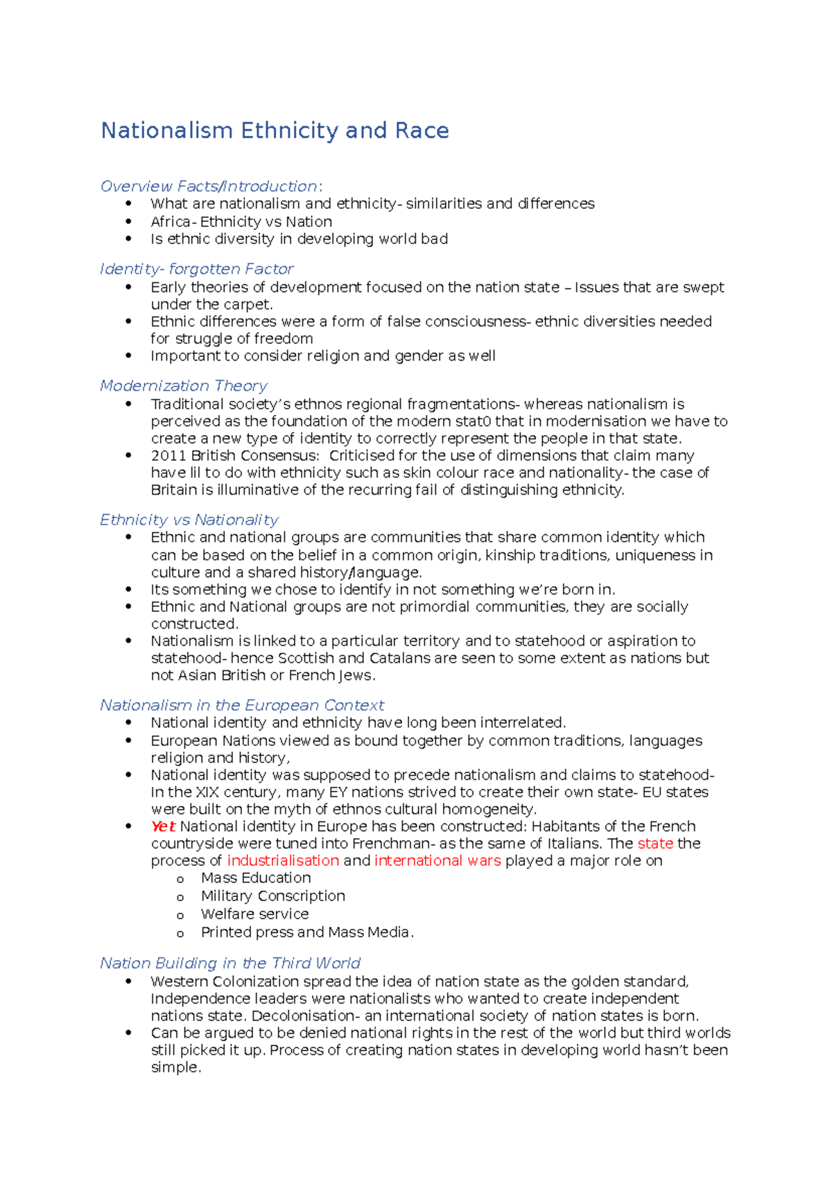 Lecture 7 - Nationalism Ethnicity and Race Overview Facts/Introduction ...