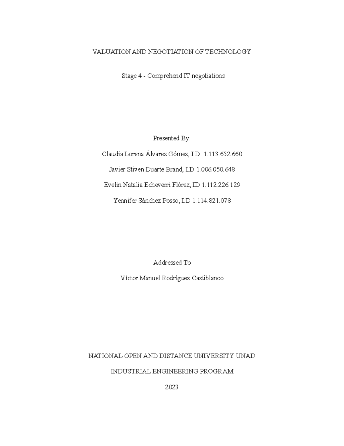 VNT Step 4 Group 212032 98 - VALUATION AND NEGOTIATION OF TECHNOLOGY ...