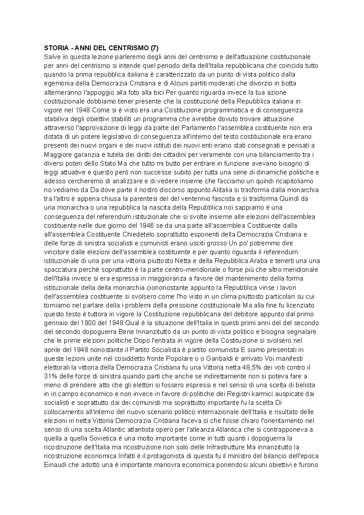 7 Storia - ANNI DEL Centrismo - STORIA - ANNI DEL CENTRISMO (7) Salve ...