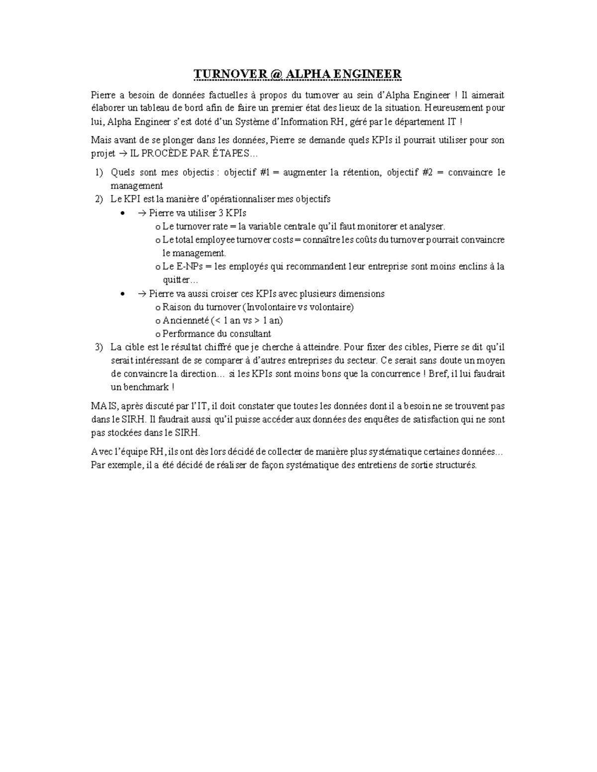 Cours de reporting Turnover - TURNOVER @ ALPHA ENGINEER Pierre a besoin ... Cours de reporting Turnover - TURNOVER @ ALPHA ENGINEER Pierre a besoin ...
