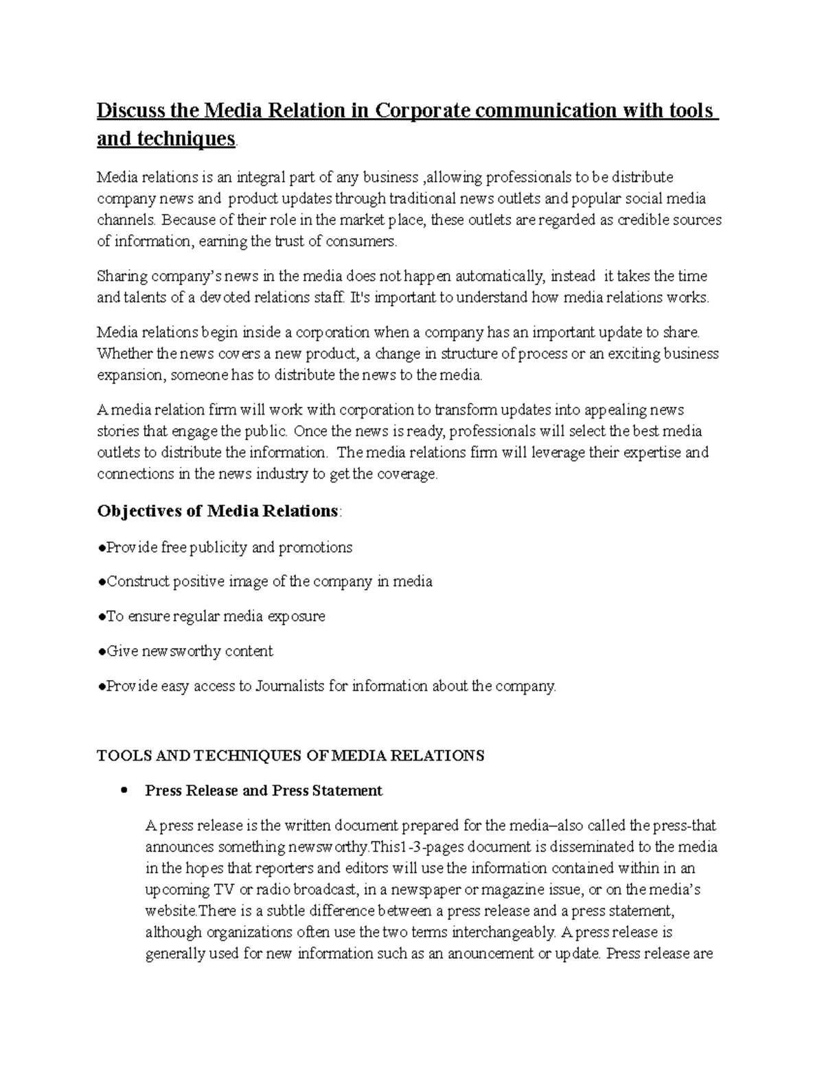 Discuss the Med-WPS Office - Discuss the Media Relation in Corporate ...