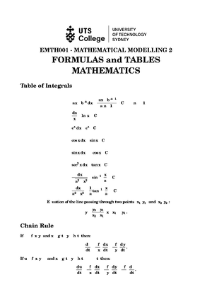Foundational maths formula sheet - 035010 - Studocu