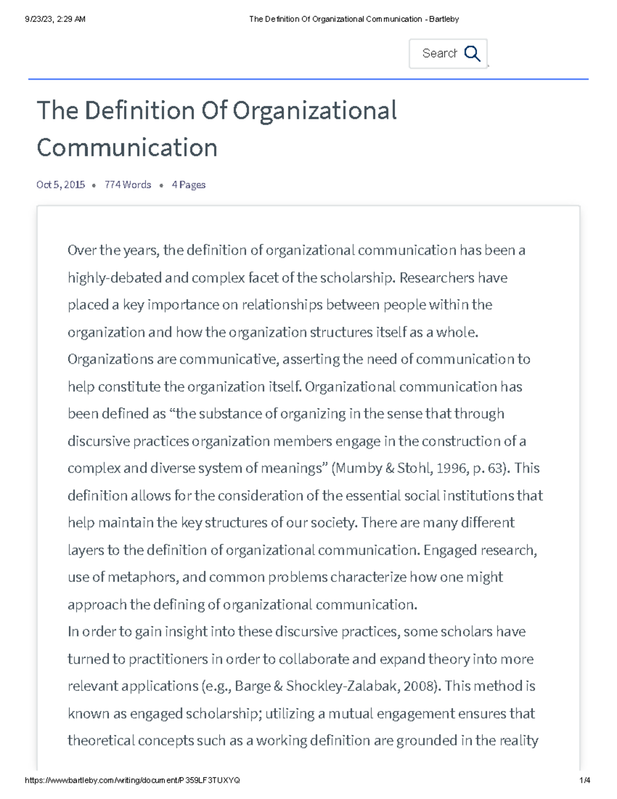 The Definition Of Organizational Communication - Bartleby - Oct 5, 2015 ...