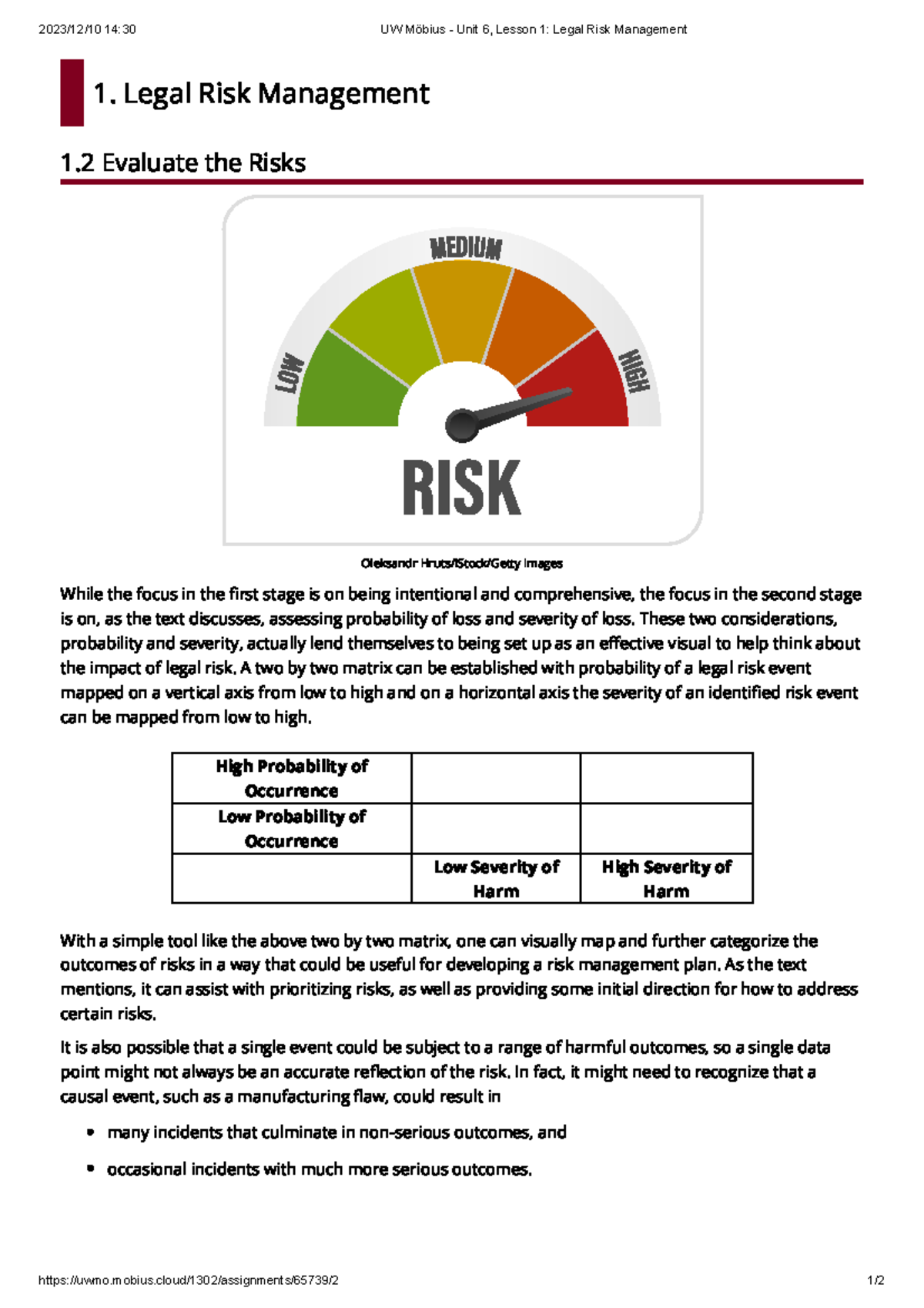 UW Möbius - Unit 6, Lesson 1 Legal Risk Management - mobius/1302 ...