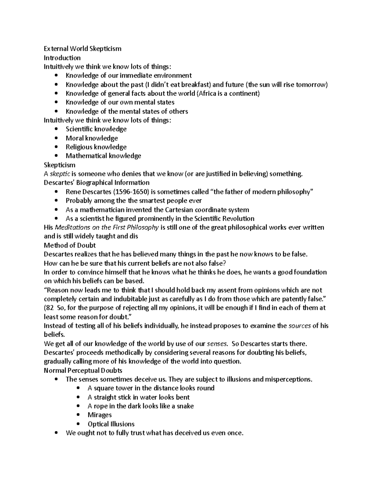 External World Skepticism - External World Skepticism Introduction ...