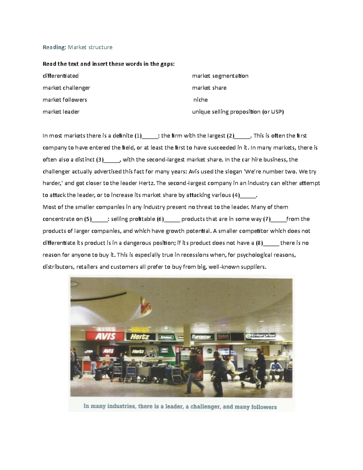 Reading - Market Structure - Reading: Market structure Read the text ...