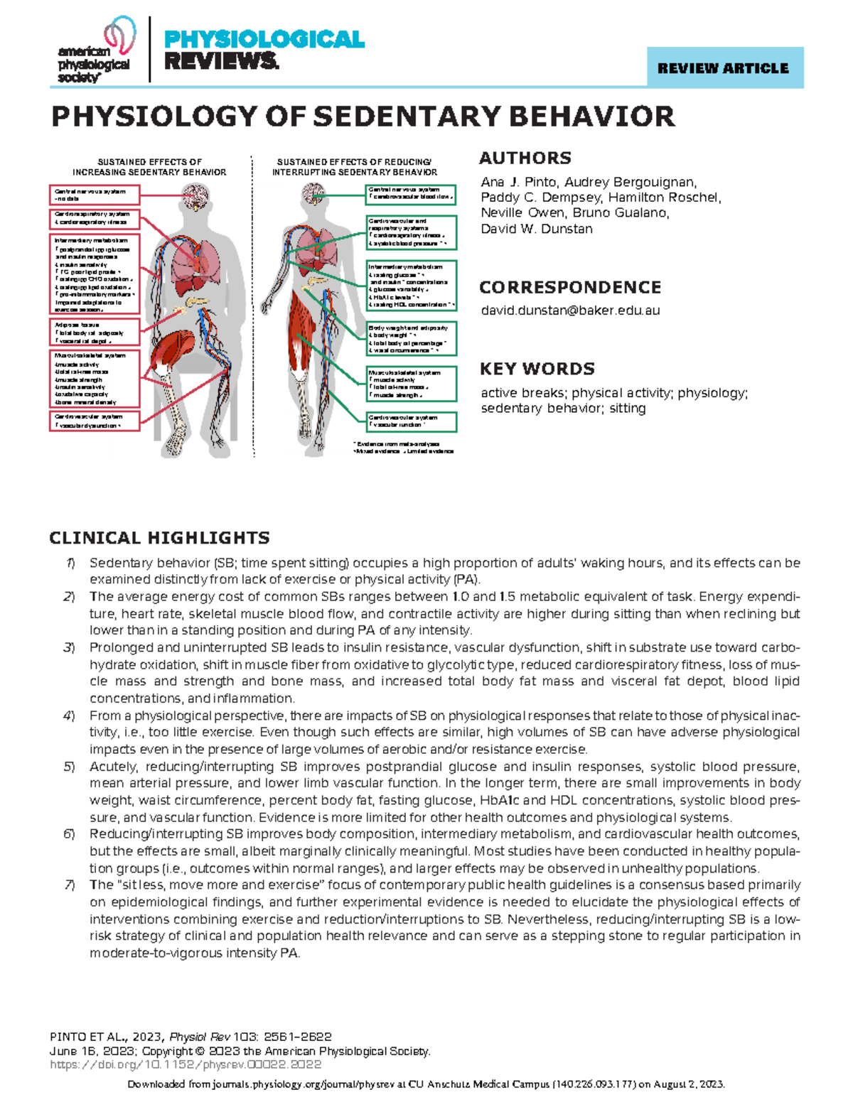 Physiology of sedentary behavior - REVIEW ARTICLE PHYSIOLOGY OF ...
