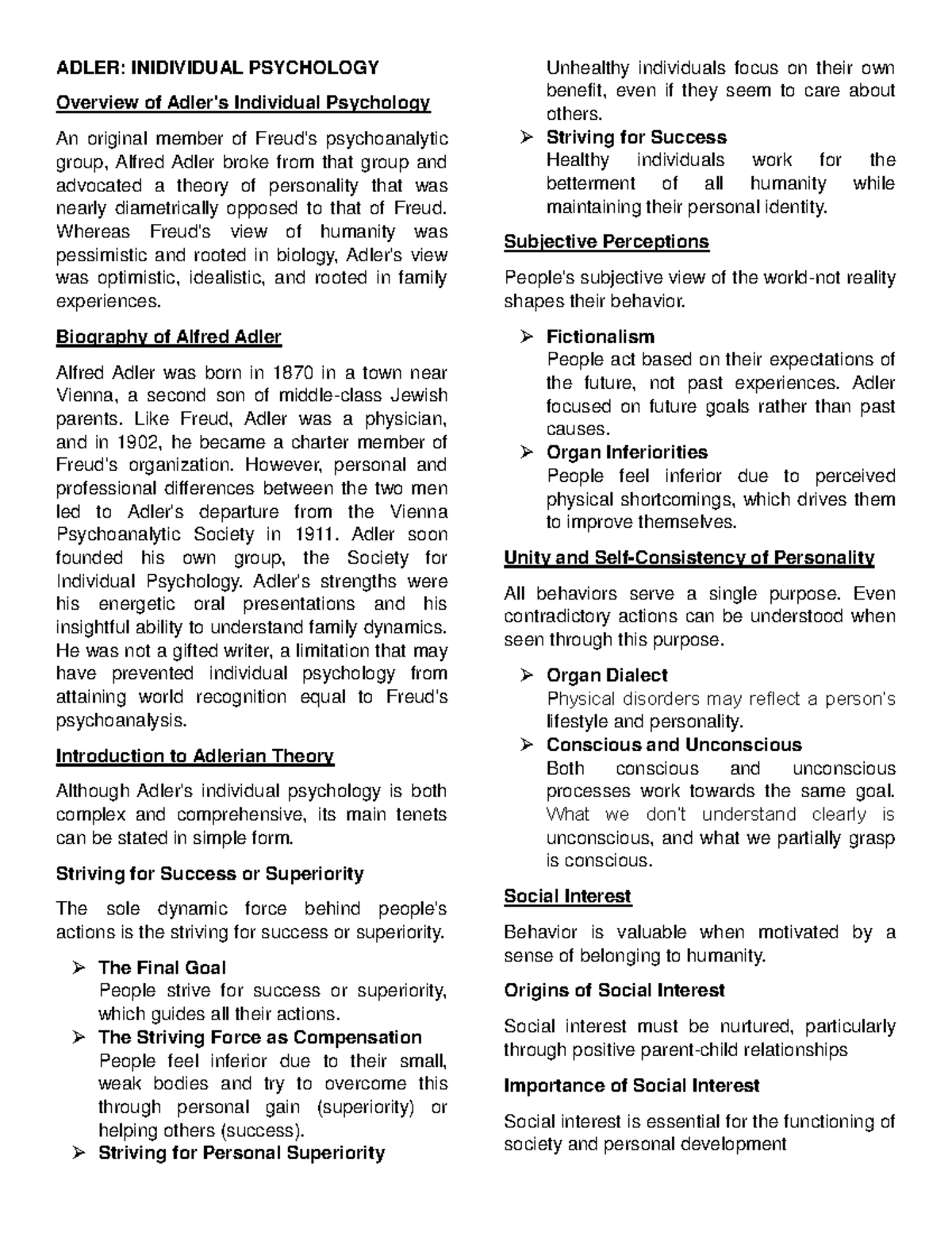 Adler- Individual- Psychology - ADLER: INIDIVIDUAL PSYCHOLOGY Overview ...