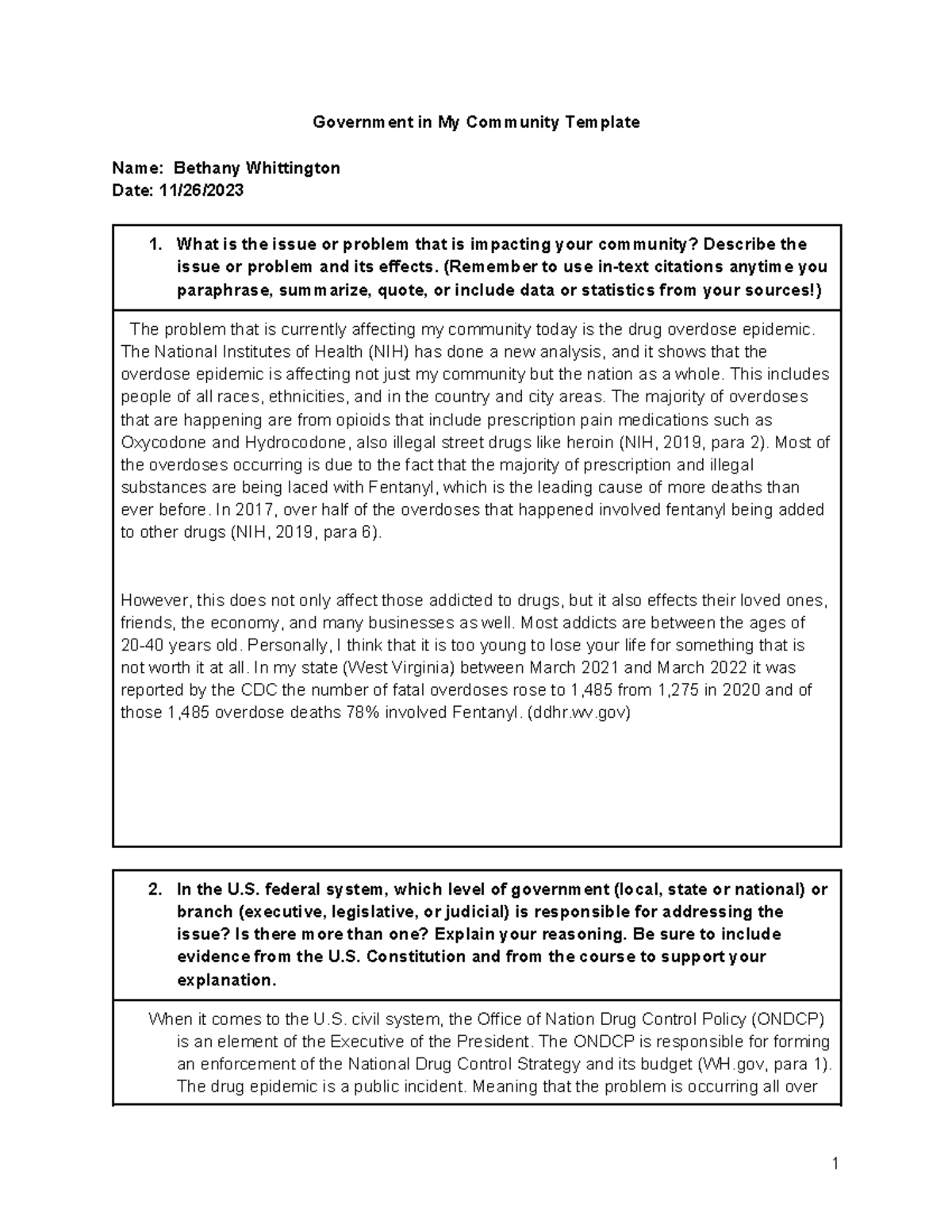 US Governement Touchstone 2 - Government in My Community Template Name ...