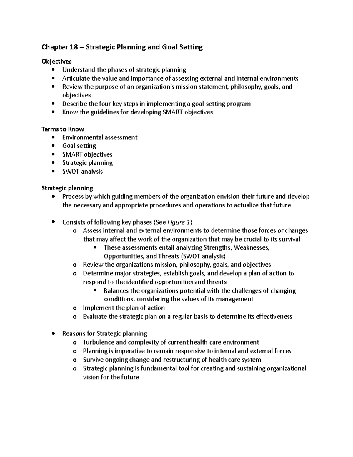 Chapter 18 - Strategic Planning and Goal Setting - Chapter 18 ...