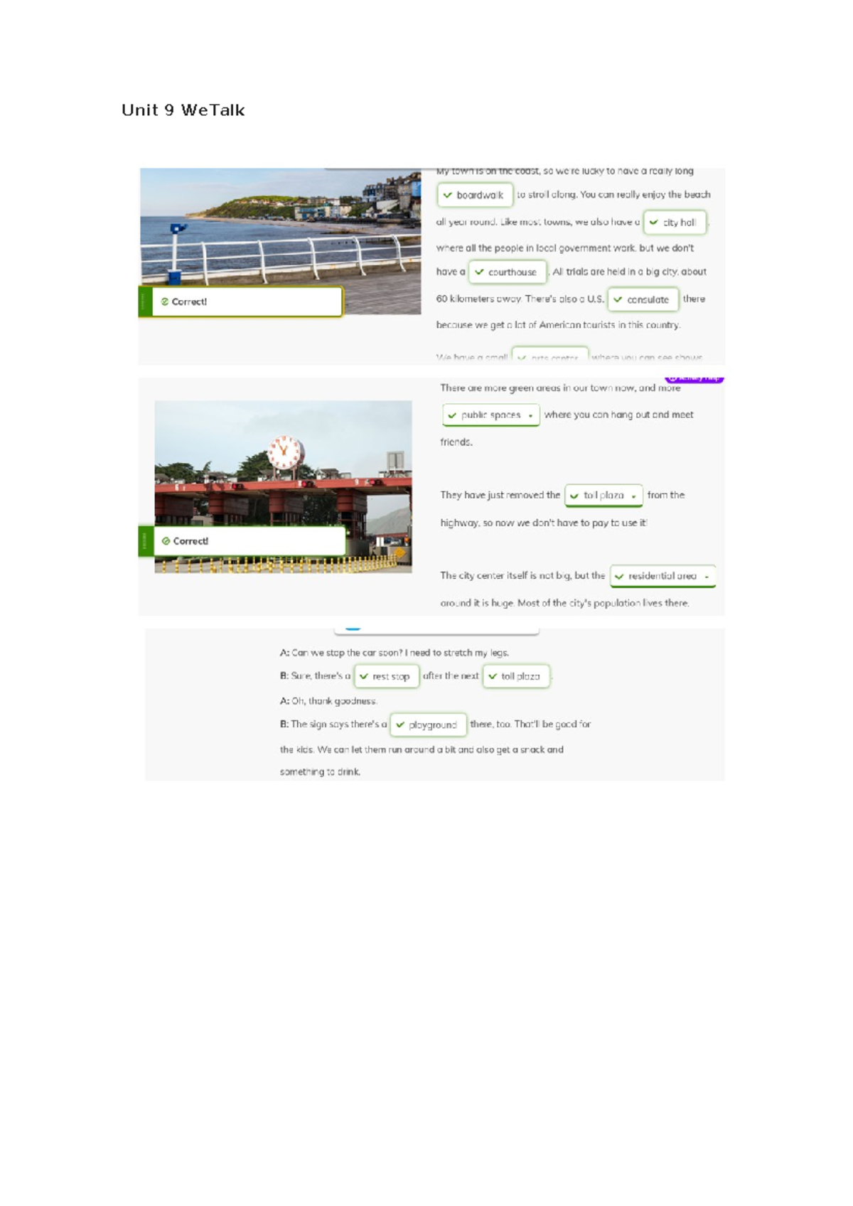 Unit 9 Level 4 - Unit 9 WeTalk My town IS on the coast, so lucky to ...