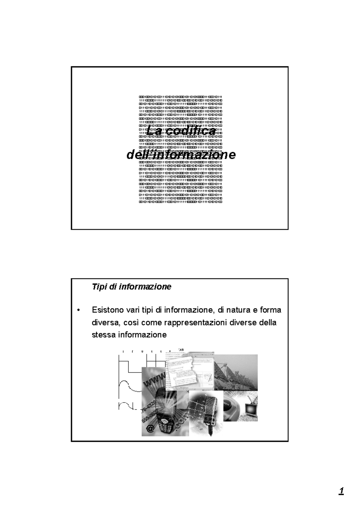 Codinfo - Codifica dell'informaizone - - Studocu