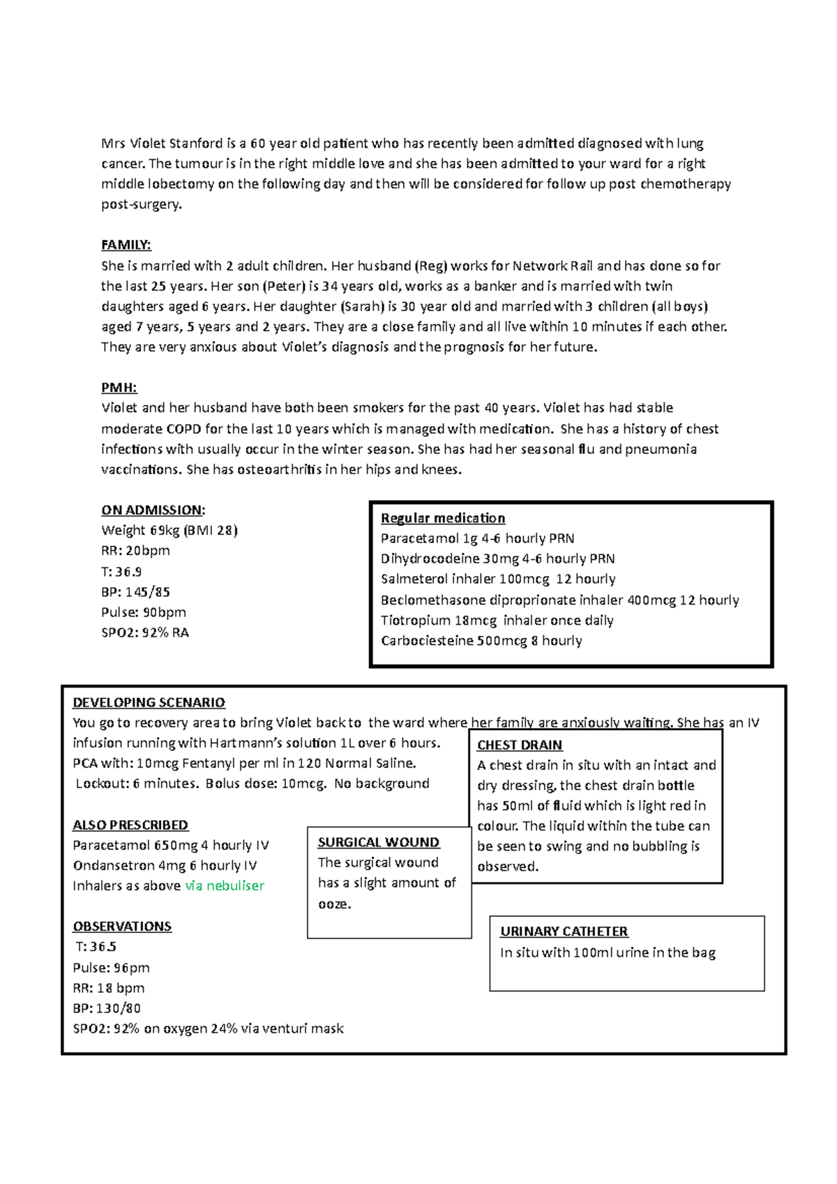 Violet Scenario - The case study used in the Complex needs module ...