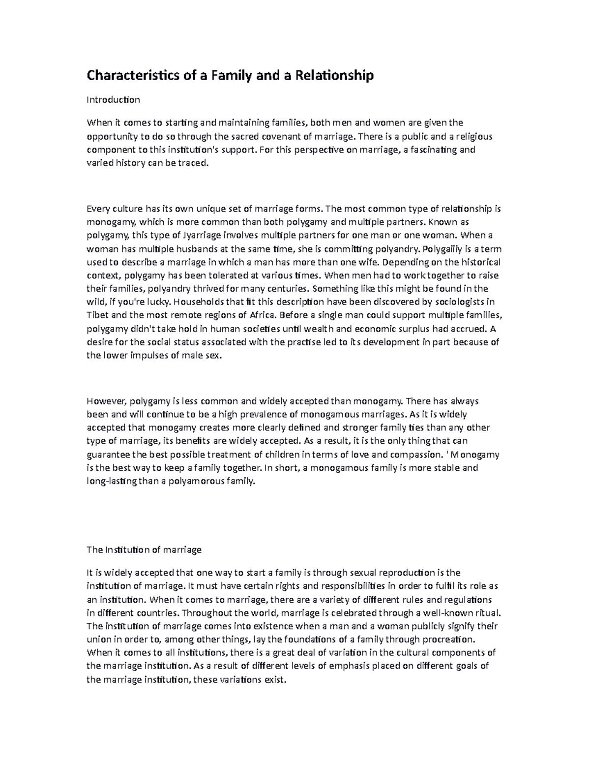 Characteristics of a Family and a Relationship - Characteristics of a ...