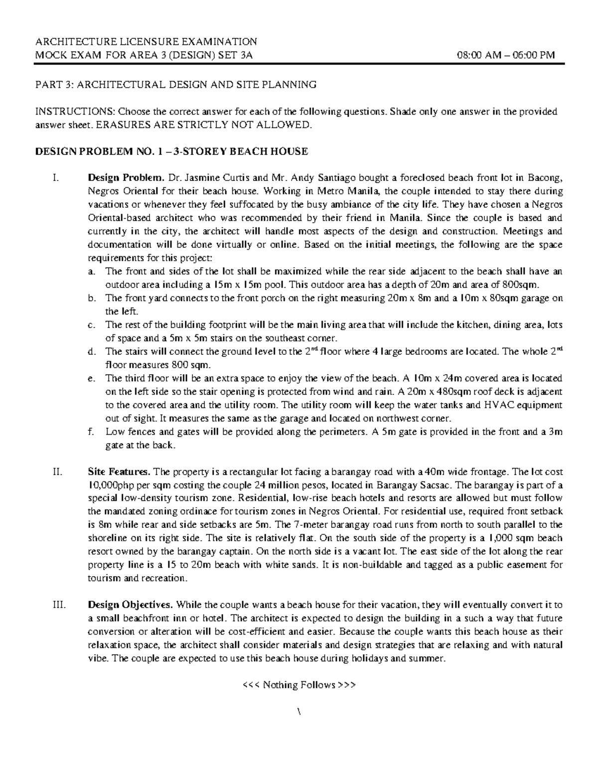 building technology - ARCHITECTURE LICENSURE EXAMINATION MOCK EXAM FOR ...