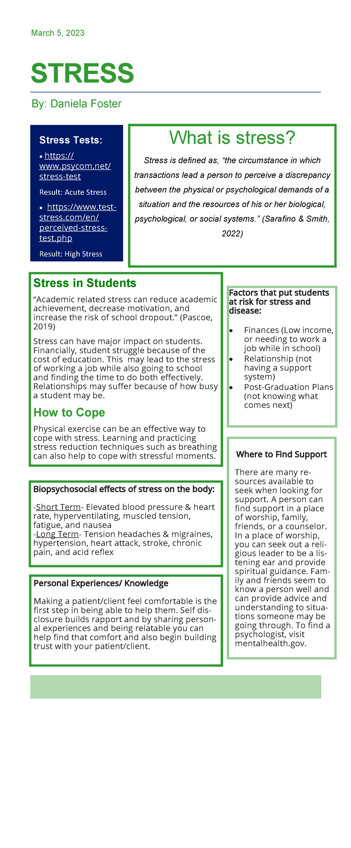 Stress Activity - STRESS Stress in Students “Academic related stress ...