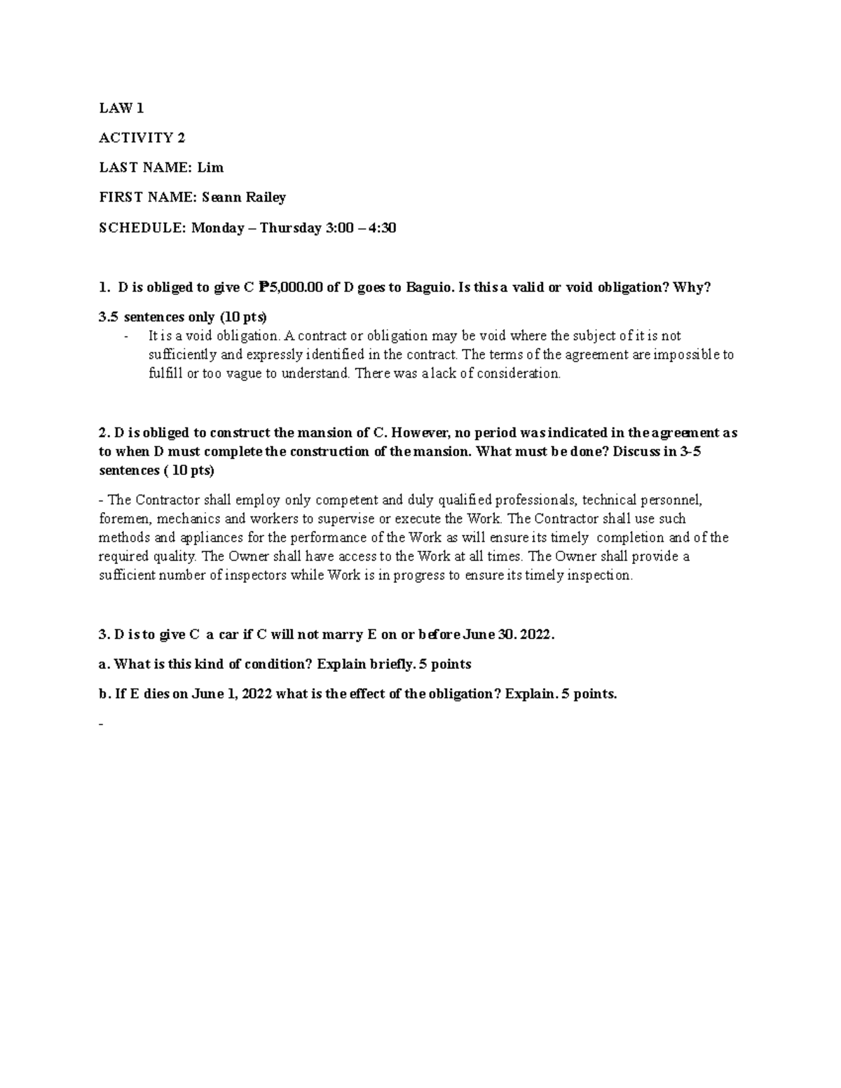 LAW 1 activity#2 - i gave it tou you give it tome all about us answer ...