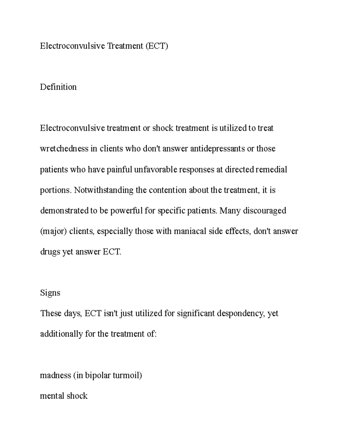 Electroconvulsive Treatment (ECT) - Electroconvulsive Treatment (ECT ...