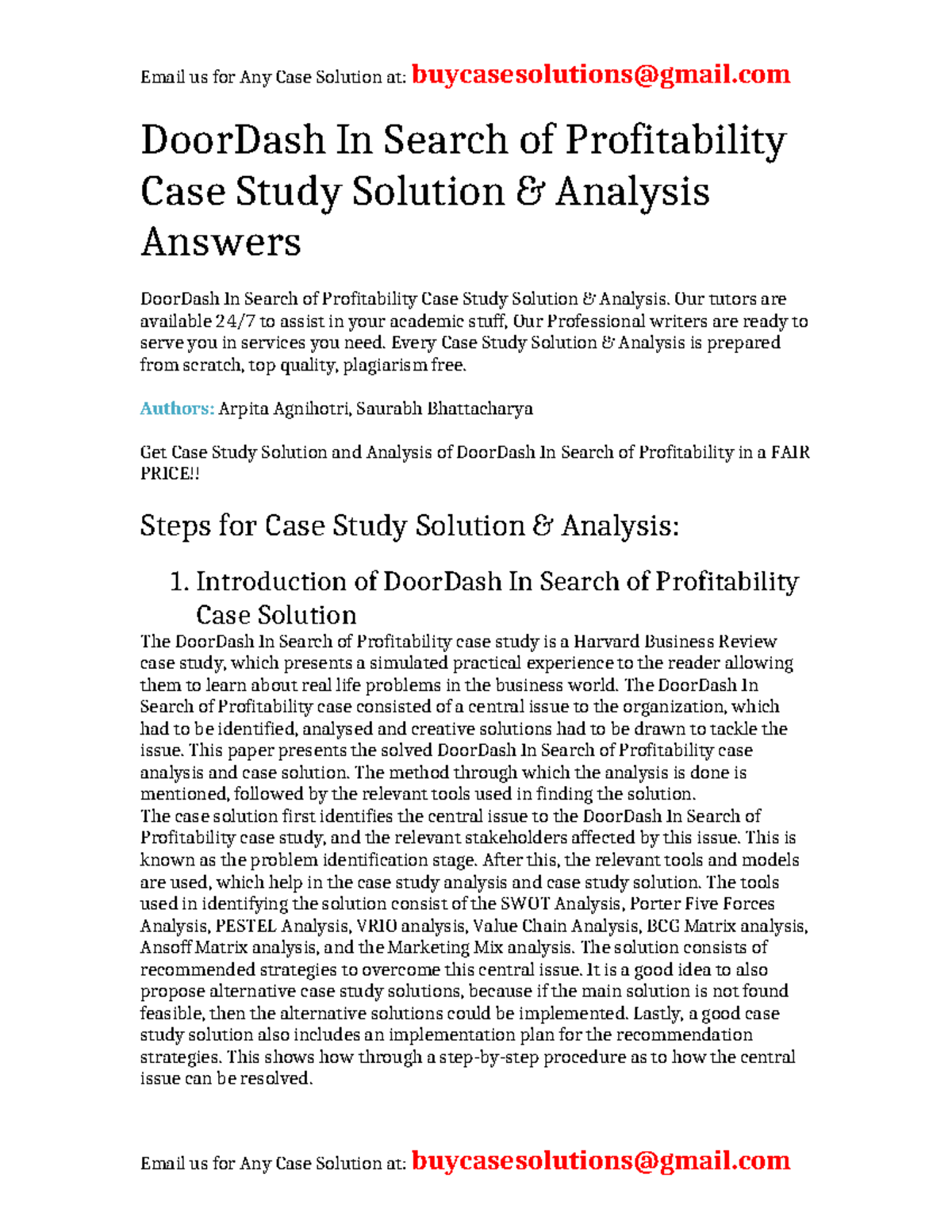 Case Solution Door Dash In Search of Profitability - DoorDash In Search of Profitability Case ...