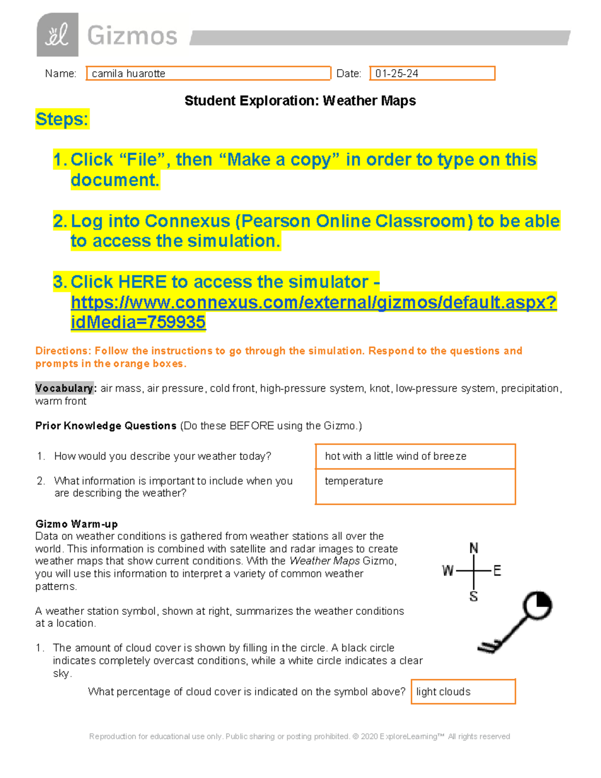 Copy of Unit 2 Portfolio - Weather Maps - Name: camila huarotte Date ...
