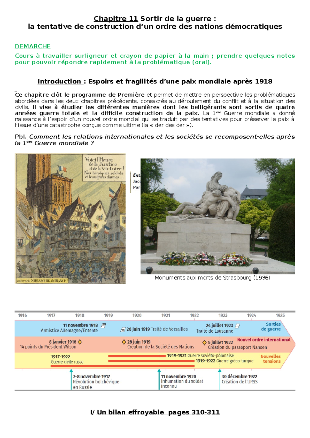 Chapitre 11-Sortir de la guerre hg - Introduction : Espoirs et ...