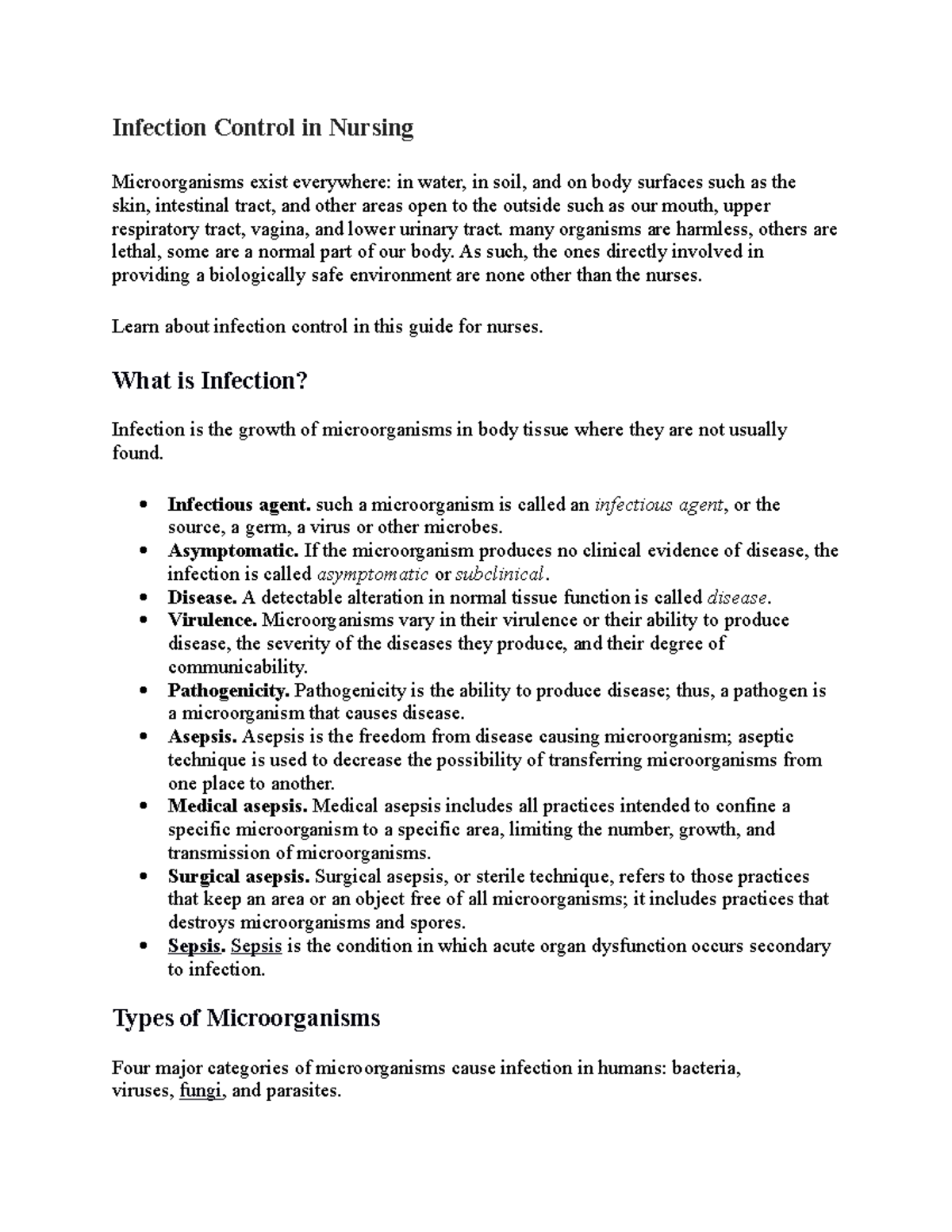 Infection Control in Nursing - Infection Control in Nursing ...