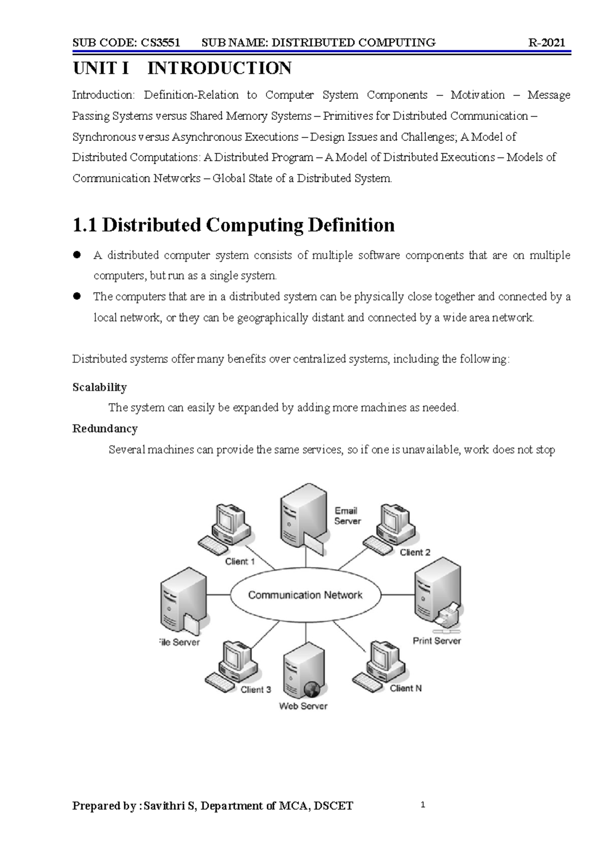 UNIT I - Distributed Computing - Introduction - UNIT I INTRODUCTION Introduction: - Studocu