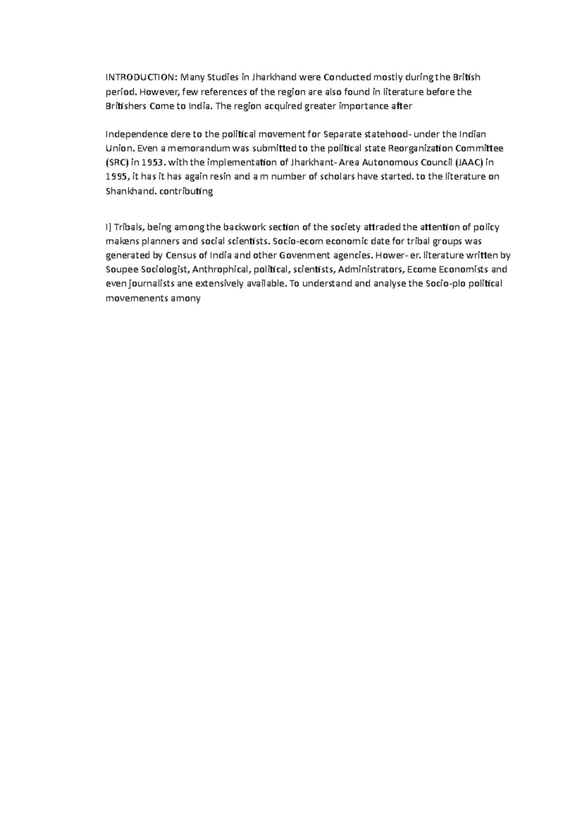 Document - Notes provided by college - INTRODUCTION: Many Studies in ...