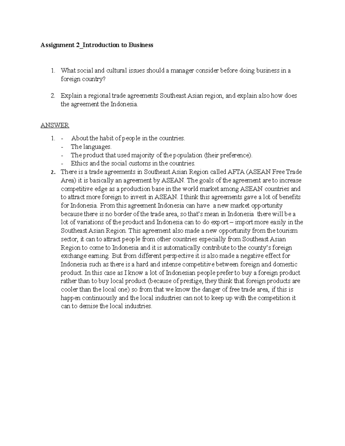 Assignment Ch 3 Intro to Business - Assignment 2_Introduction to ...